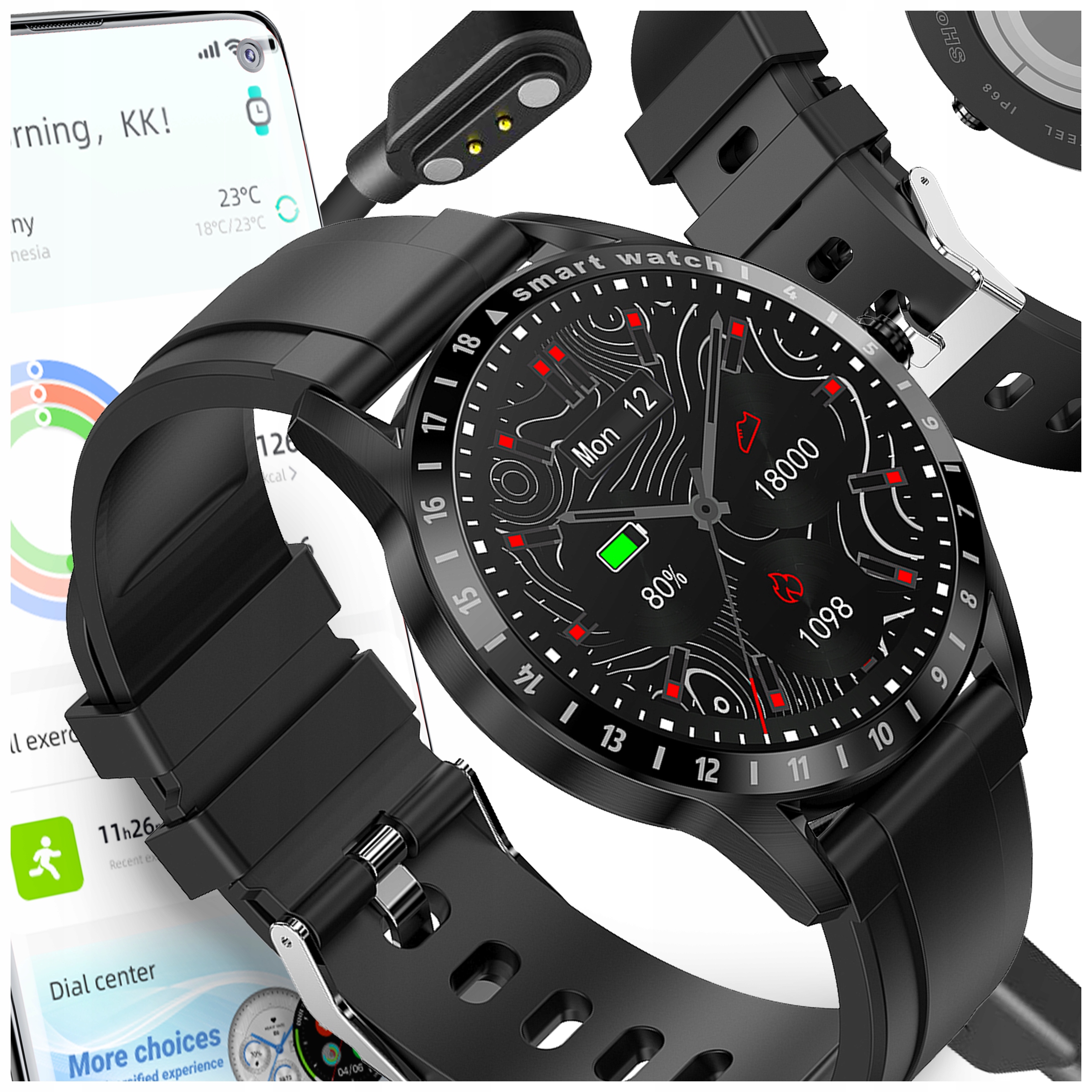 Pánske hodinky OLED SMARTWATCH SMS NOTIFIKÁCIE - Allegro