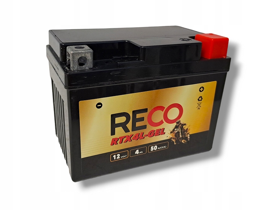 Akumulator MOTOCYKLOWY ŻELOWY RECO RTX4L-GEL YTX4L 12V 4Ah 50A ...
