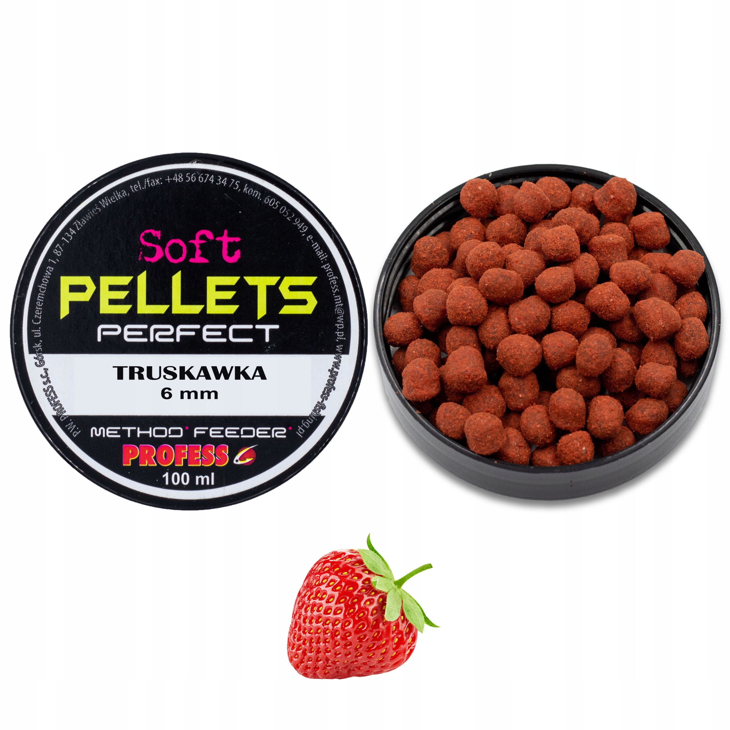 Pellet haczykowy 6 mm TRUSKAWKA Profess - Method feeder - 12666314967 - Allegro