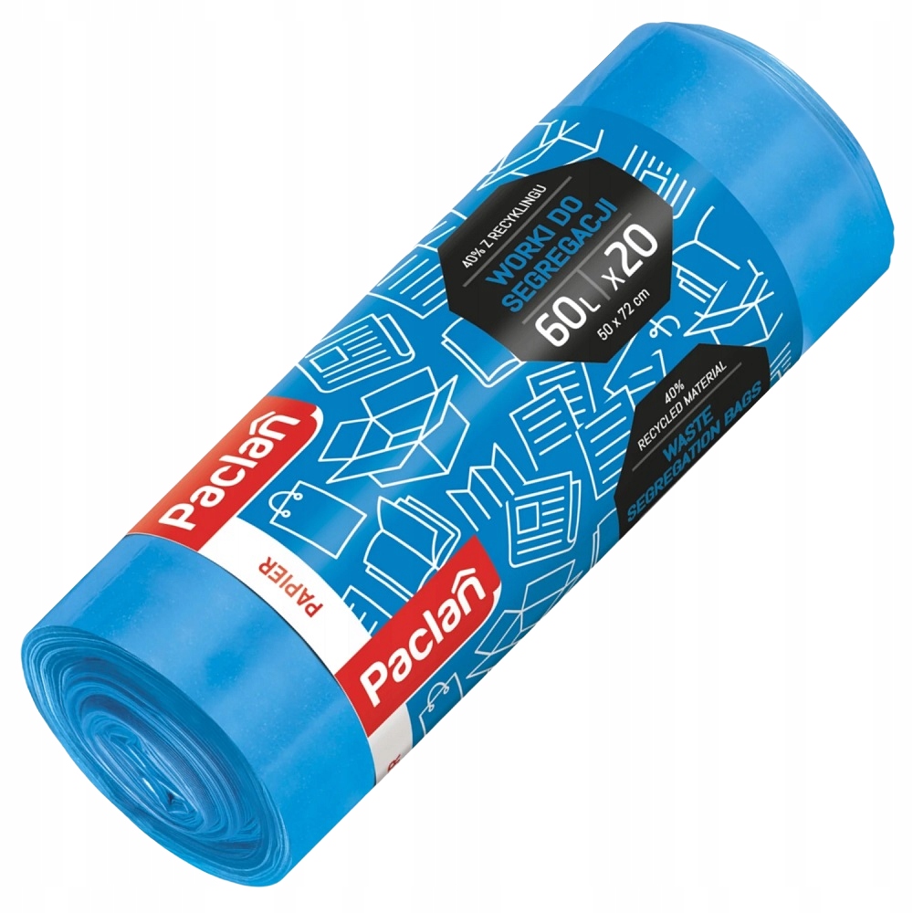 WORKI na ŚMIECI do SEGREGACJI PAPIERU MAKULATURY Paclan 60L / 20 sztuk (5900942139347) • Cena ...