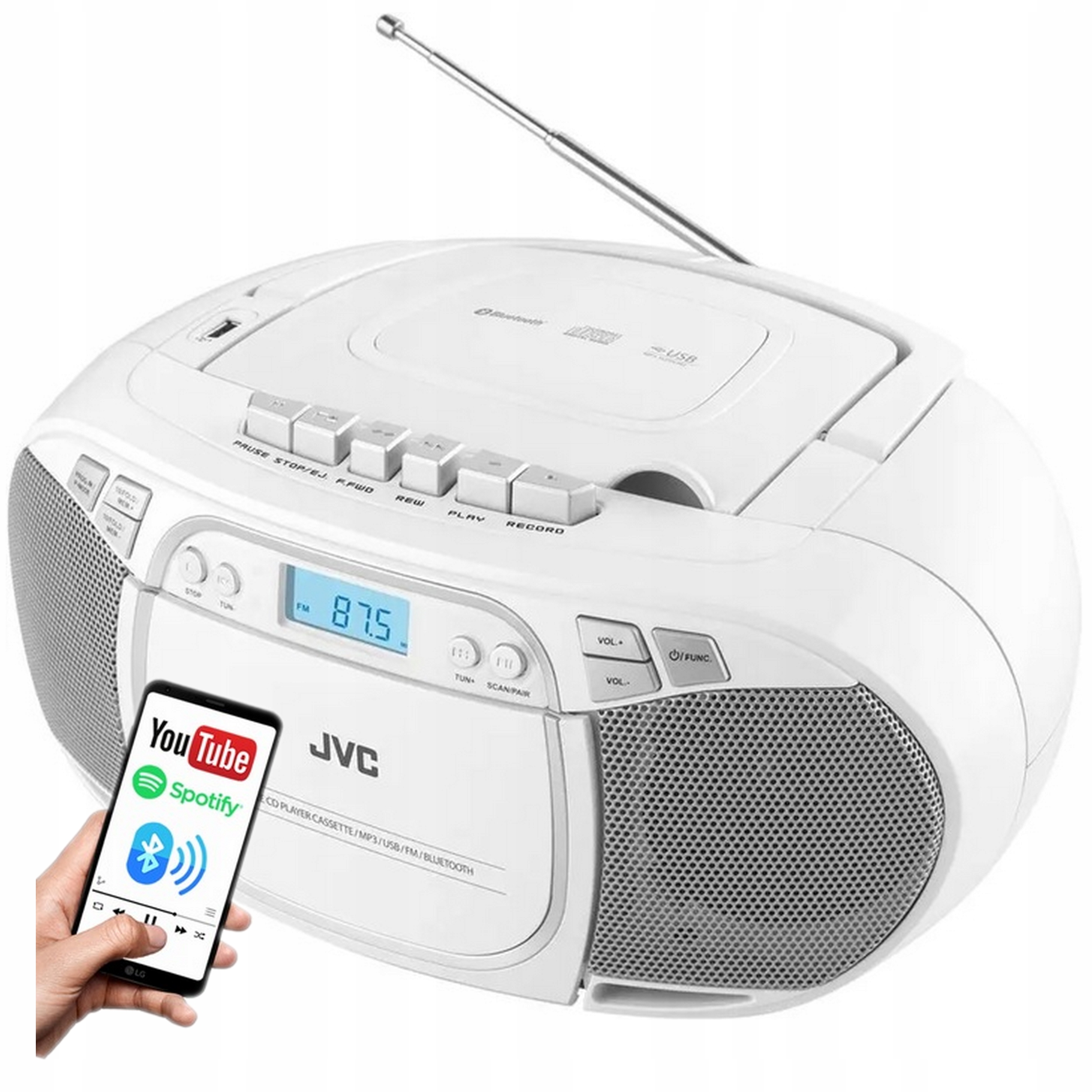 Radio Boombox z odtwarzaczem kaset i płyt CD JVC RC-E451W biały - Sklep ...