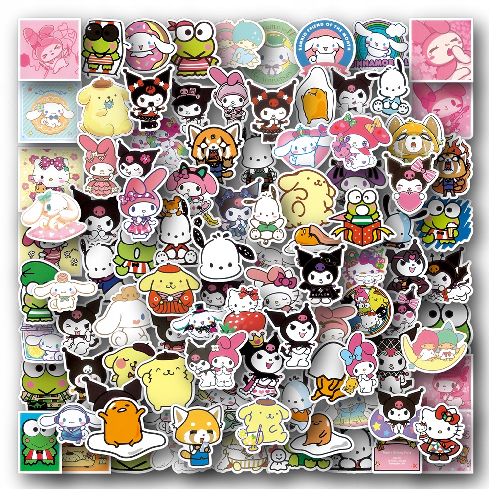 100 psc Cartoon Kawaii Sanrio nálepky Hello Kitt za 193 Kč - Allegro