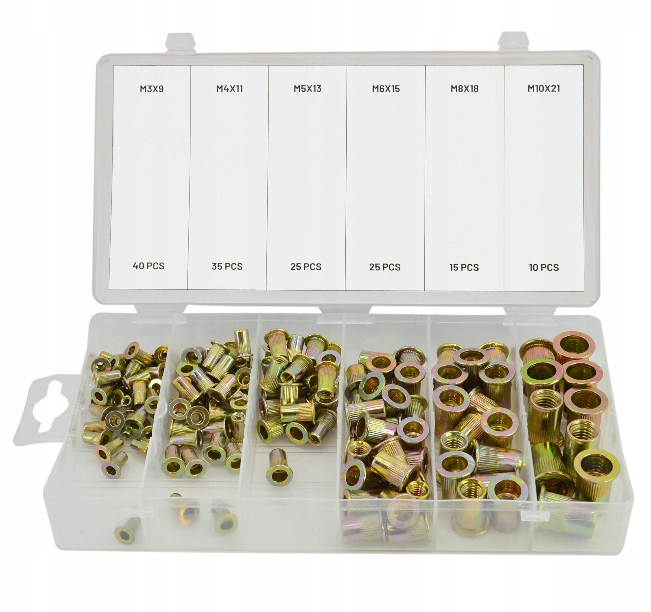 Ocelové nýtovací matice sada v krabičce M3 M4 M5 M6 M8 M10 150 Ks AW za ...