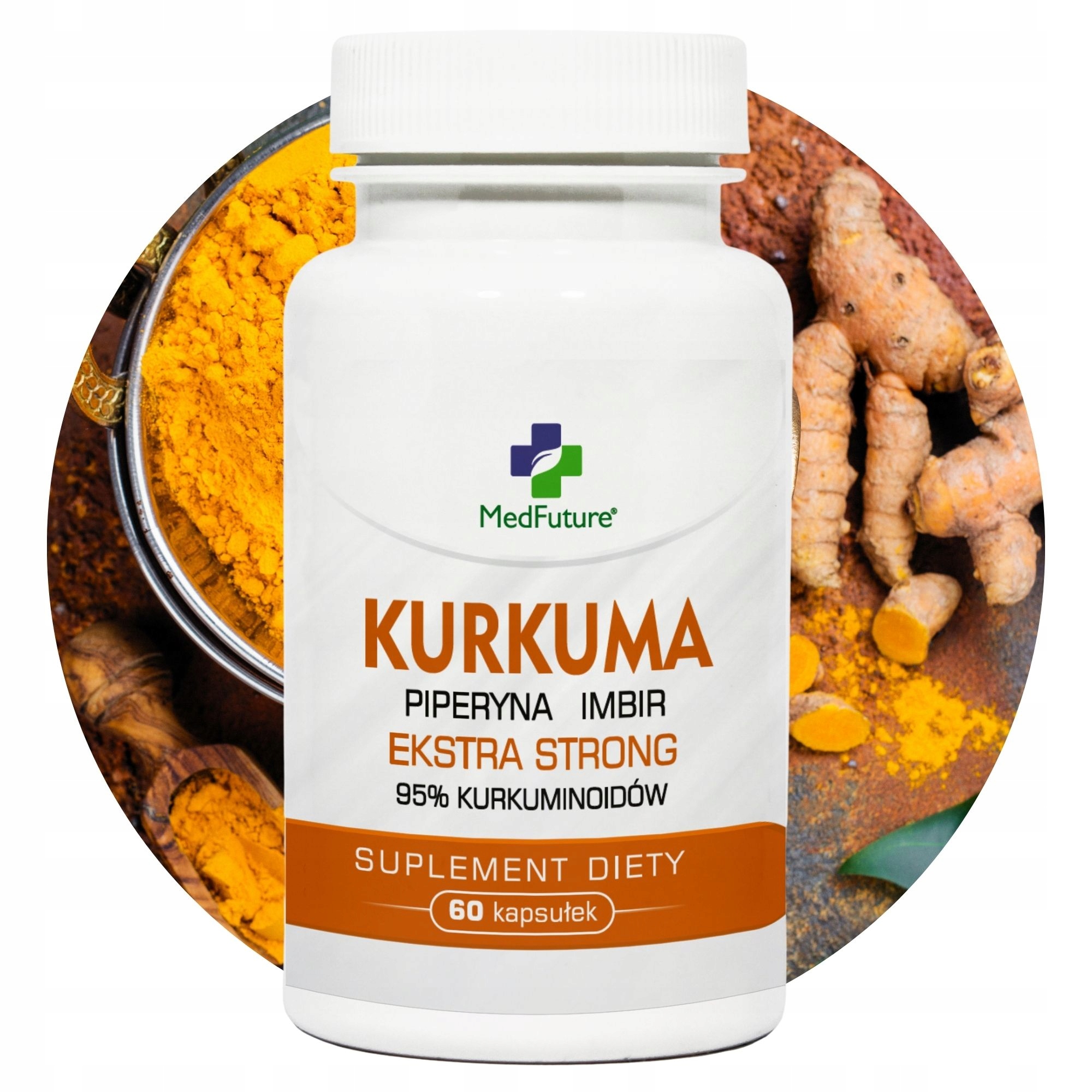 Kurkuma Extra Strong + Piperyna + Imbir MedFuture 60 kapsułek (5905316209671) • Cena, Opinie ...