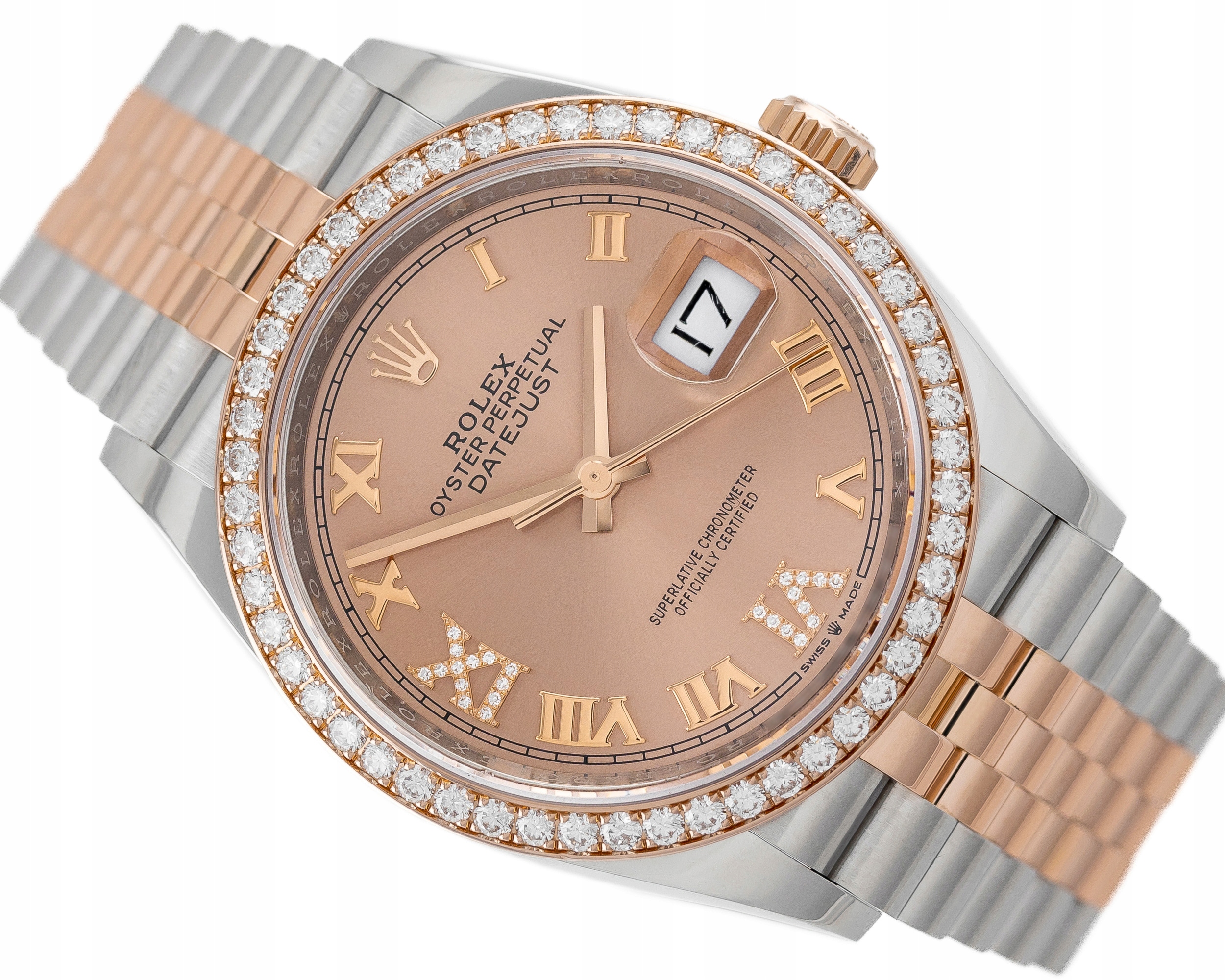 ROLEX DATEJUST 36 JUBILEE PINK ROMAN DIAMOND DIAL REF. 126281RBR FULL ...
