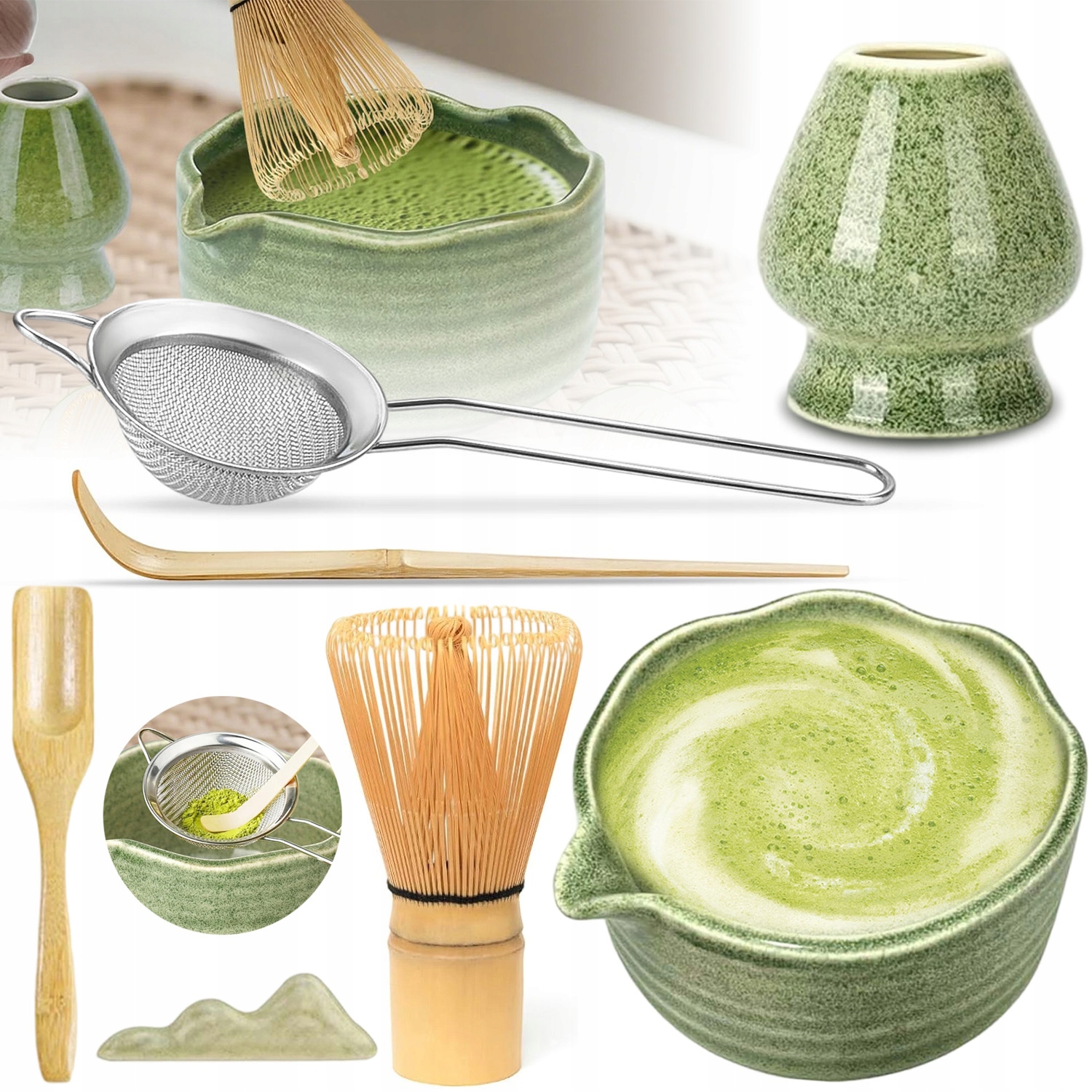 NEKIT BAMBUSOVÁ DÁRKOVÁ SADA PRO PŘÍPRAVU ČAJE MATCHA CHASHAKU vločky ...