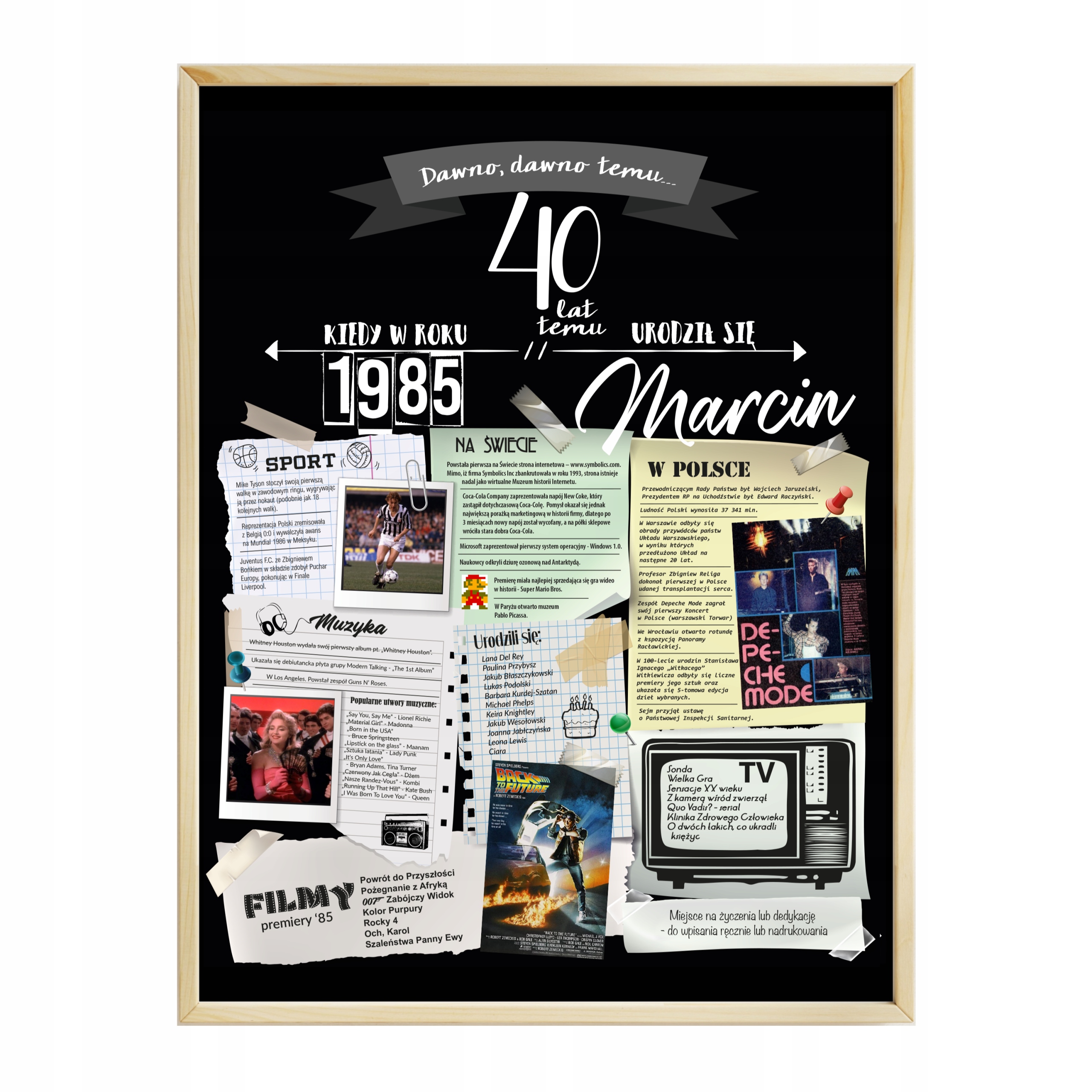 Plakat urodzinowy - prezent na 40-stkę - rocznik 1985 - 40 urodziny /czarny • Cena, Opinie ...