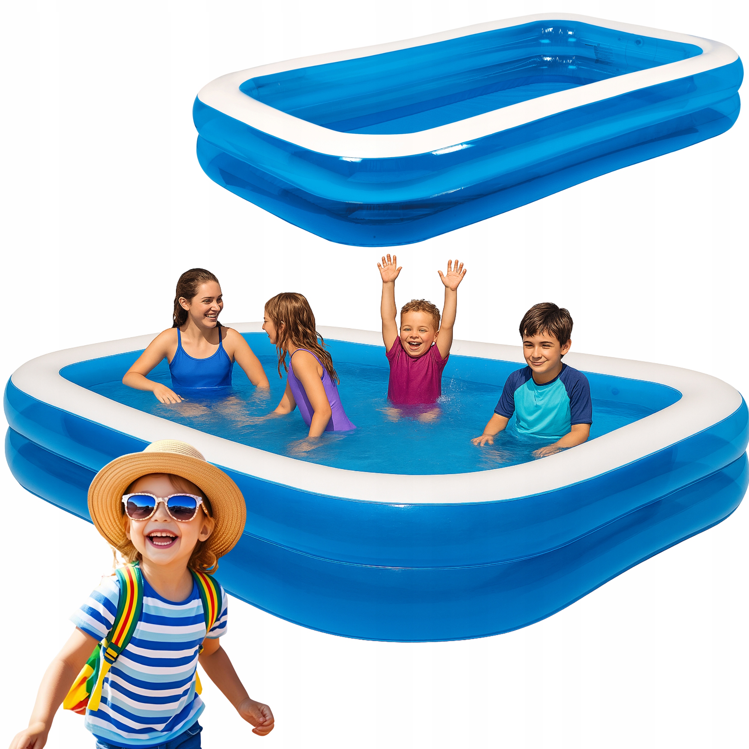 DUŻY DMUCHANY BASEN OGRODOWY RODZINNY 262x175x50cm (5905771301873 ...