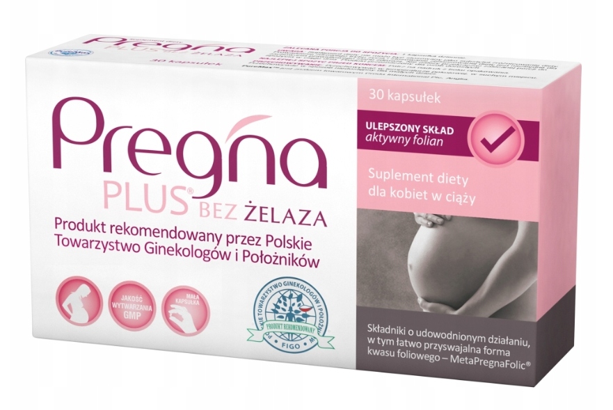 Pregna PLUS BEZ ŻELAZA dla kobiet w ciąży 30 kaps. (5906190438348 ...