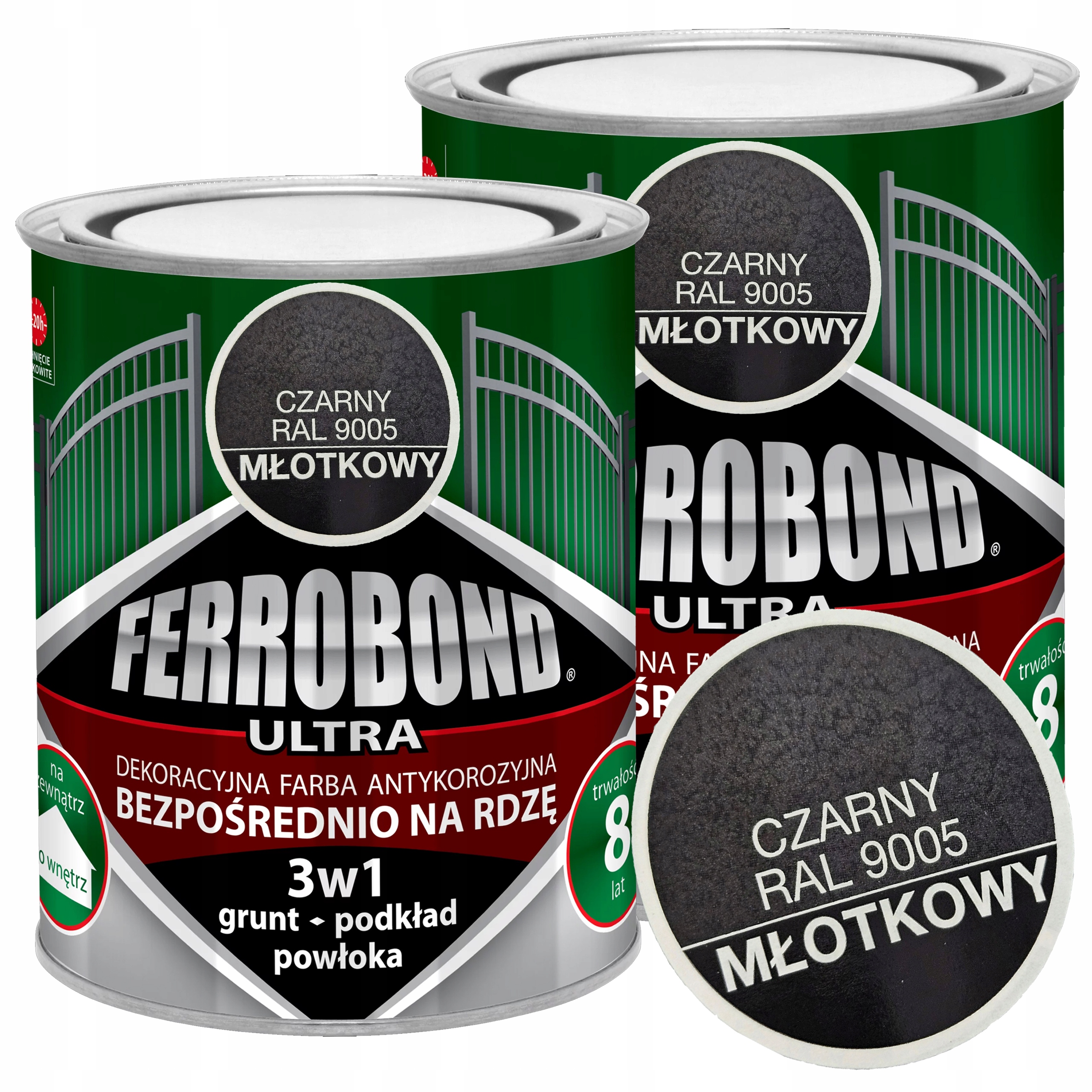 Farba olejno-ftalowa antykorozyjna Ferrobond 0,7 l RAL 9005 MŁOTKOWY ...