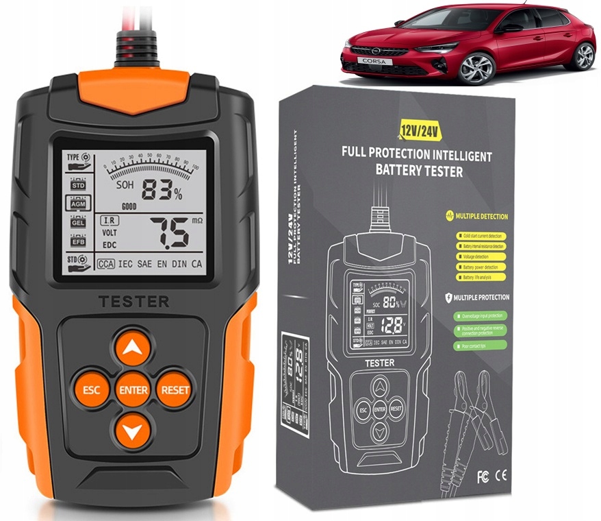 Tester do Akumulatorów Baterii 12V 24V CYFROWY FOXSUR FBT200 3Ah ...