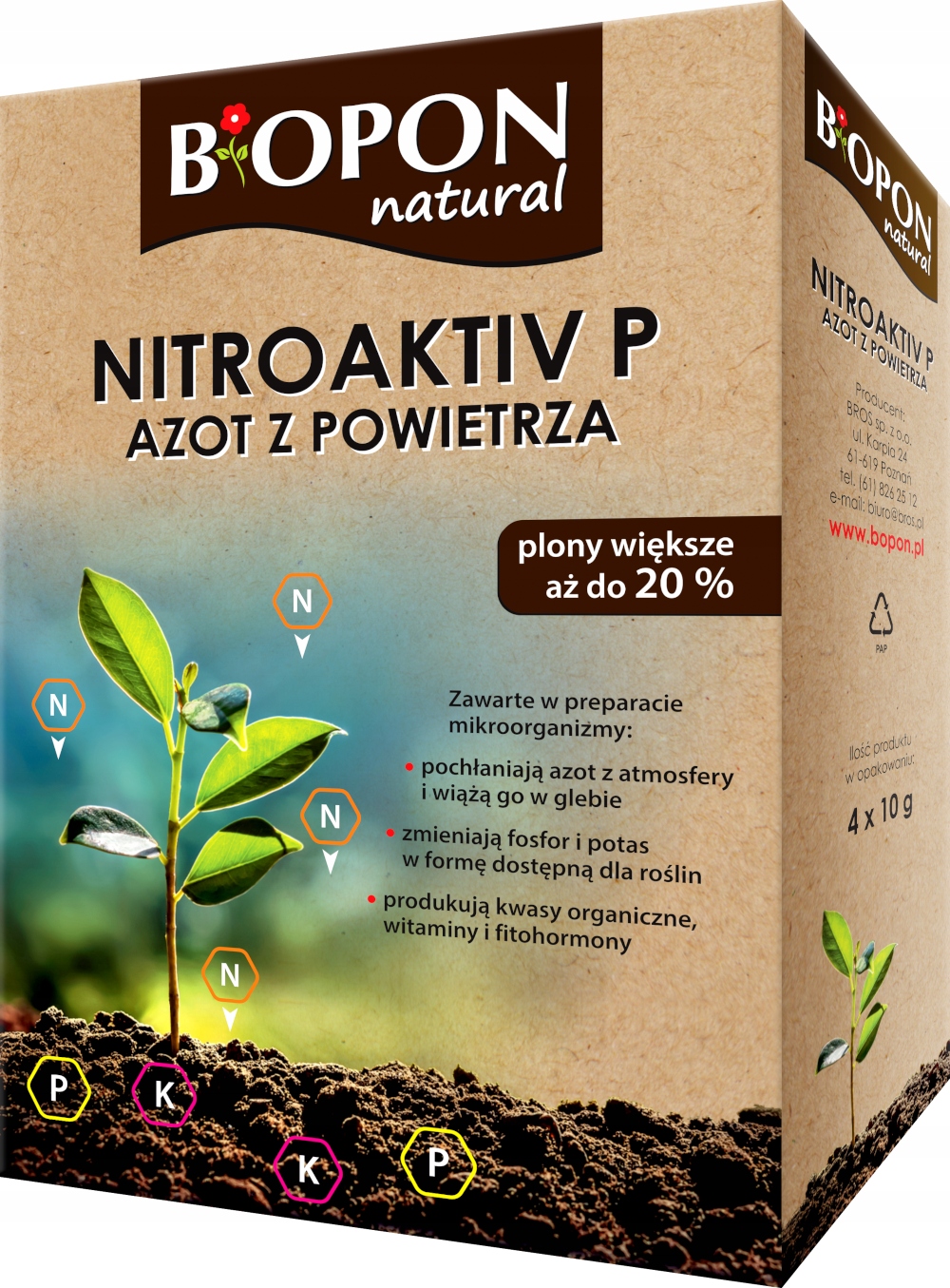 BIOPON NATURAL Nitroaktiv P azot z powietrza 4x10g (5904517367920) • Cena, Opinie • Środki ...