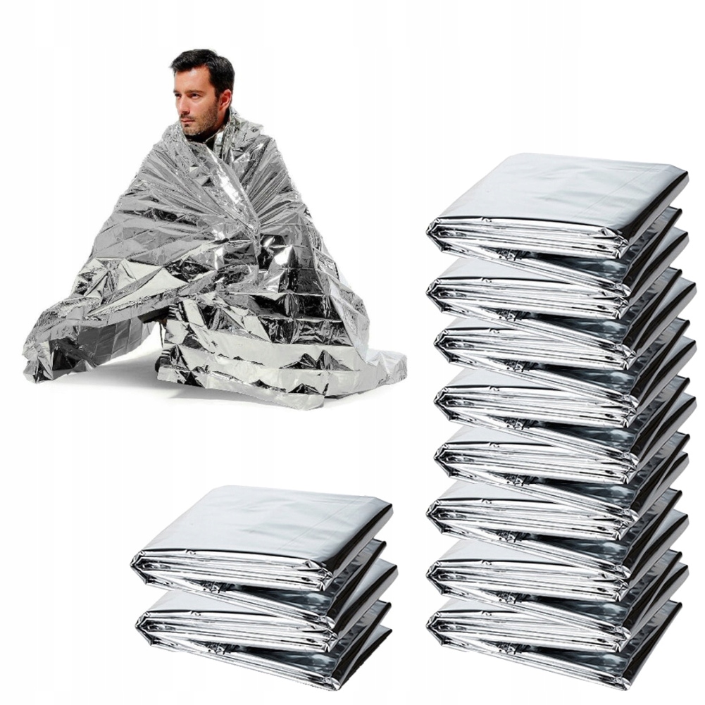 10x KOC TERMICZNY RATUNKOWY FOLIA TERMICZNA ALUMINIOWA SREBRNA KOMPLET ...