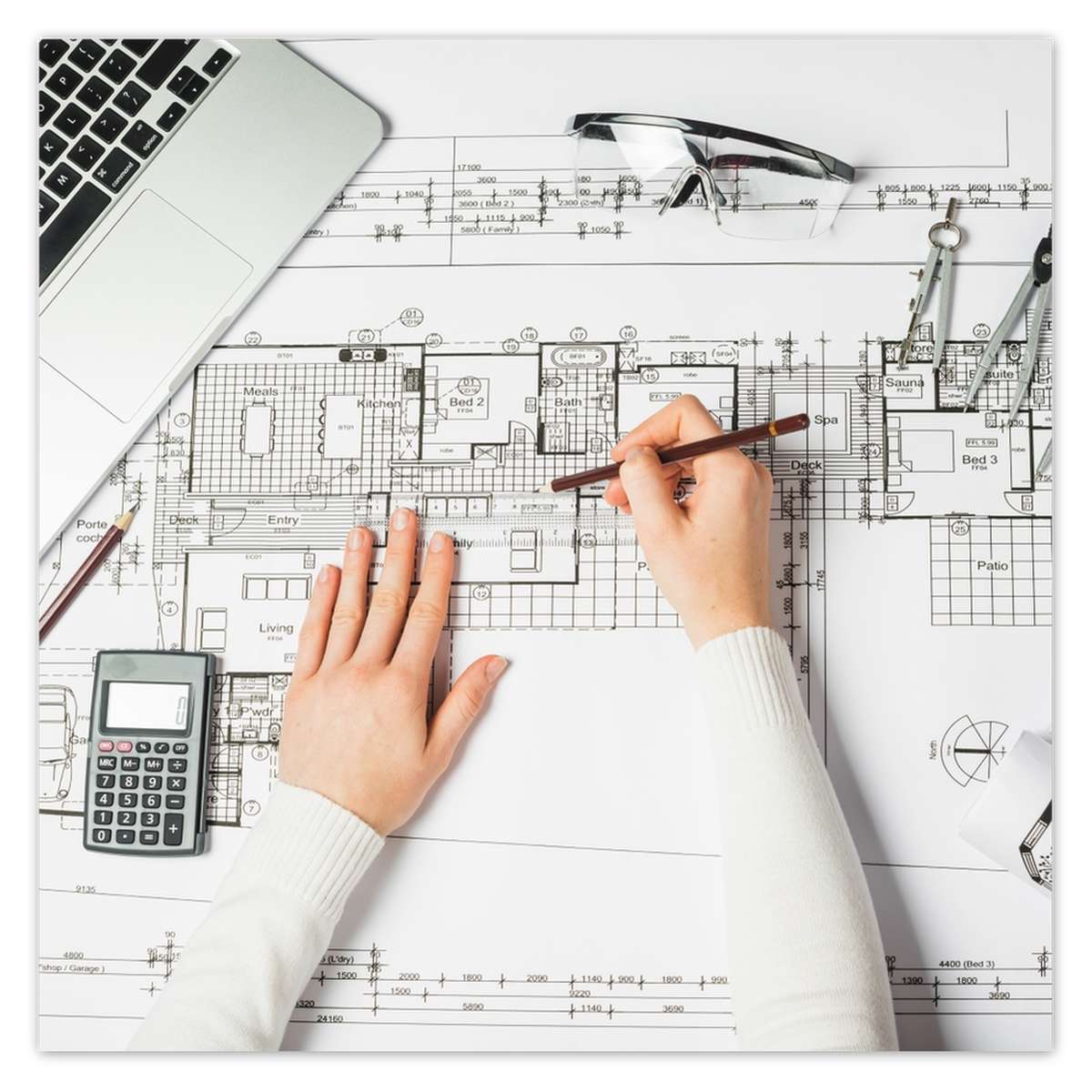 Naklejki 100x100 Architekt rysunek plan • Cena, Opinie • Naklejki ...