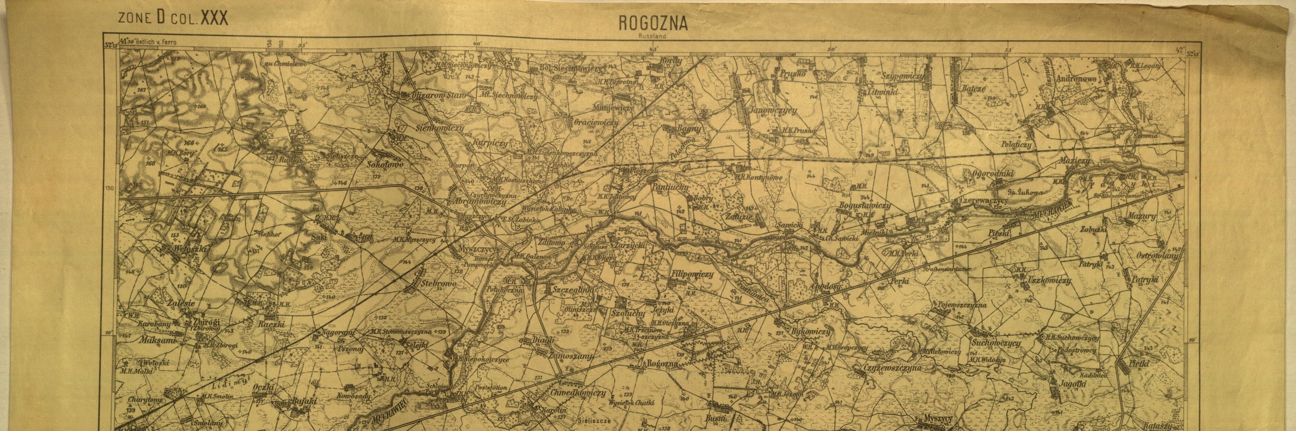 MUCHAWIEC (KRESY). Mapa z rzeką Muchawiec, wydanie K.u.k. MGI, przed ...
