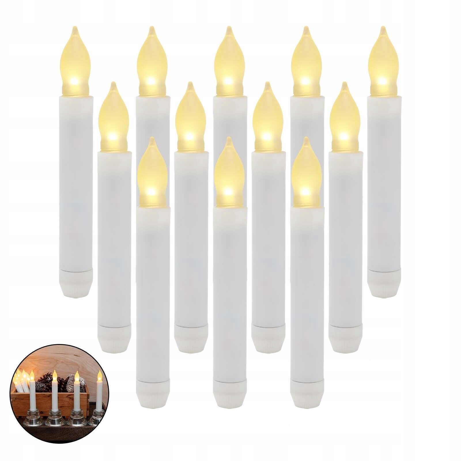 12x ŚWIECZKA LED NA BATERIE ŚWIECA LAMPKA ŚREDNIA (ŚWIECZKA LED NA ...