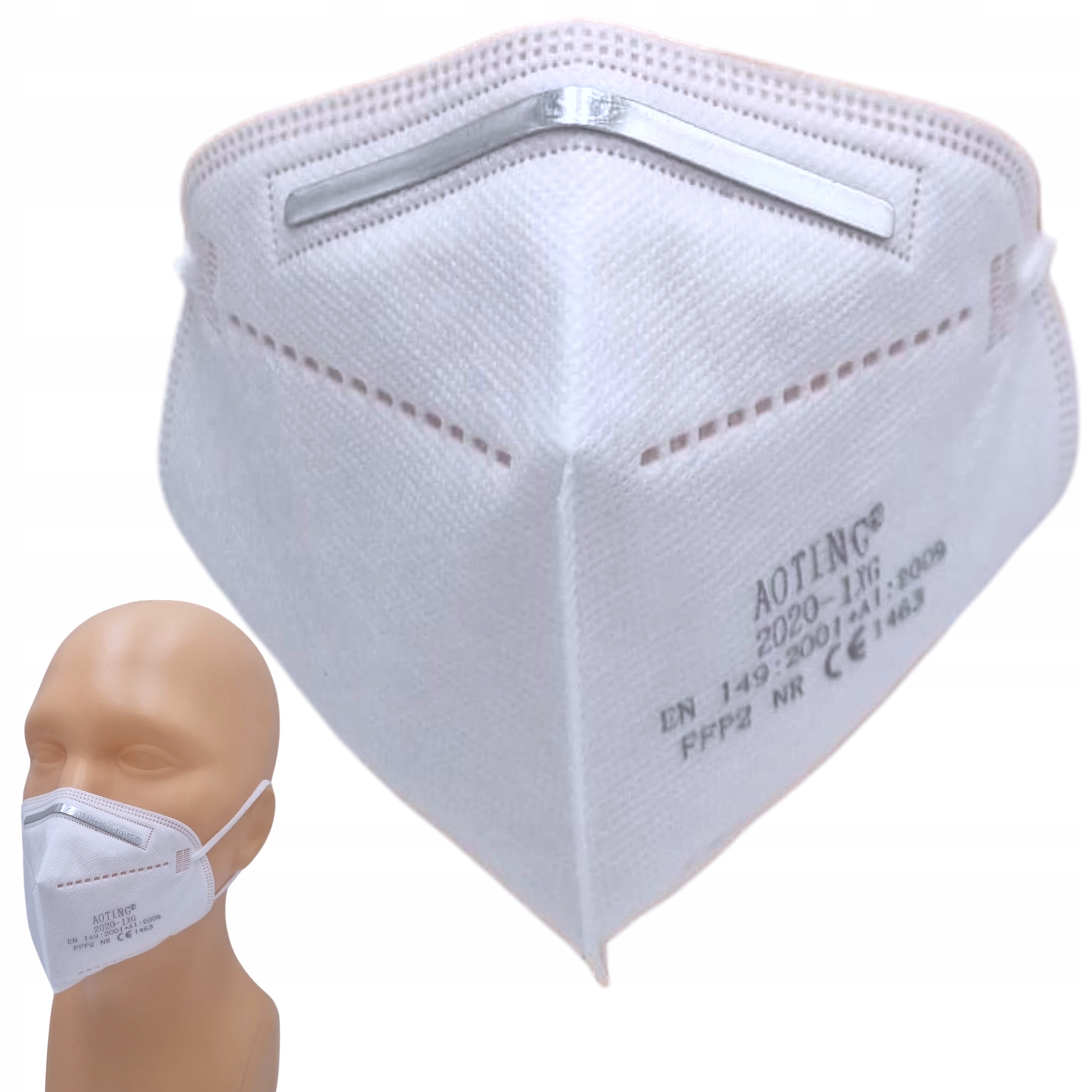 50x MASKA MASECZKA KN95 FFP2 BIAŁA OCHRONNA ANTYWIRUSOWA (6971354365159 ...