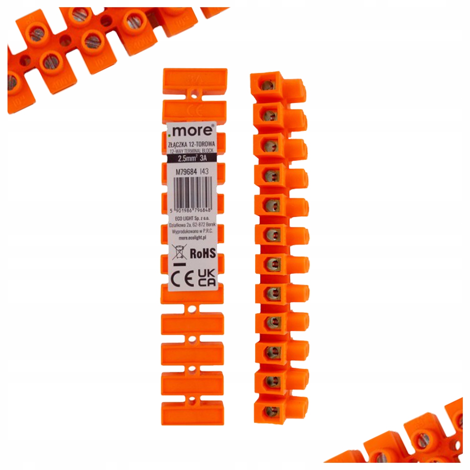 EcoLight Złączka Kablowa Zaciskowa Kostka Listwa 12-Torowa 2,5 mm 1 szt (5901986796848) • Cena ...