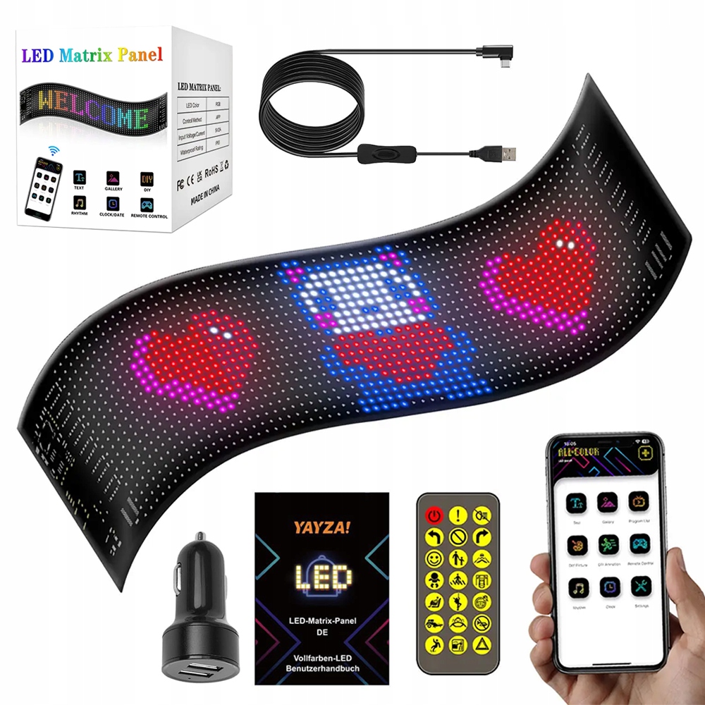 TABLICA LED ELEKTRYCZNA PANEL WANTED PROGRAMOWALNA NA SZYBĘ SAMOCHODU ...