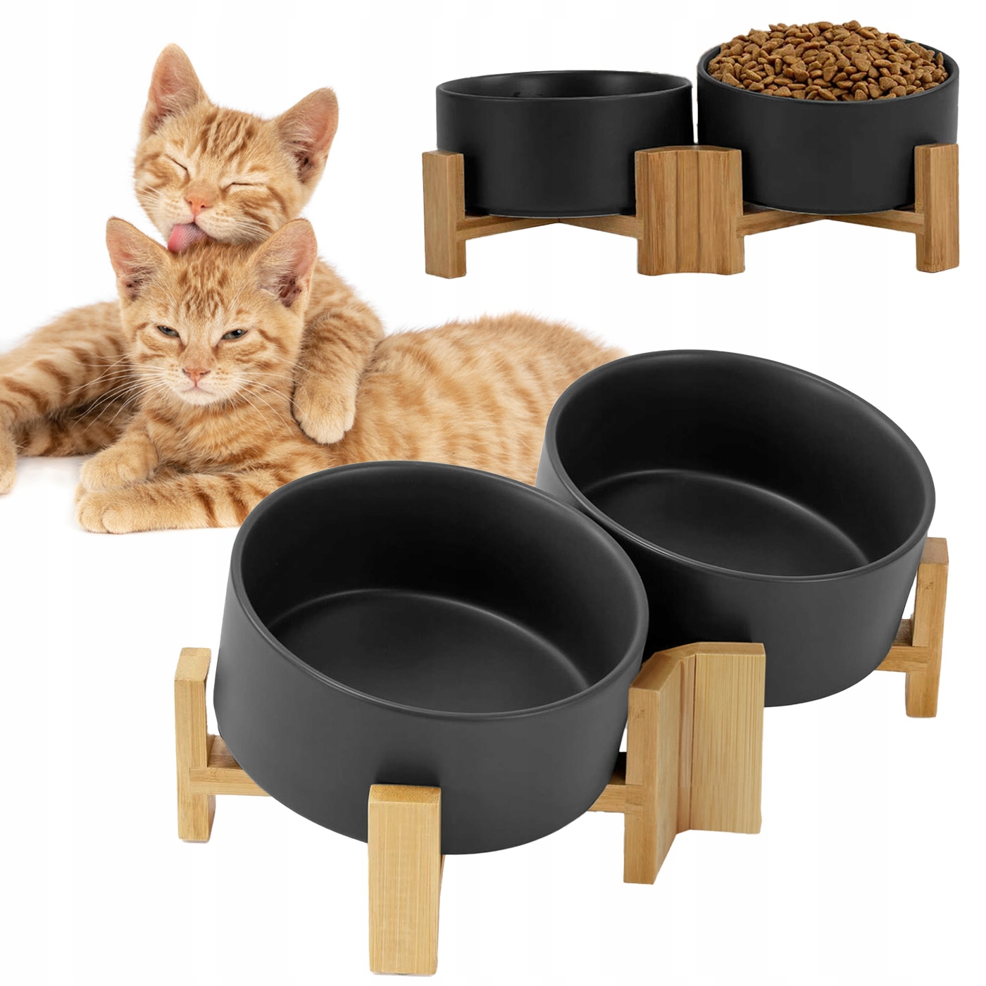 MISKI PODWÓJNA DLA KOTA NA STOJAKU REGULOWANYM MISKA CERAMICZNA 2 x 500 ...