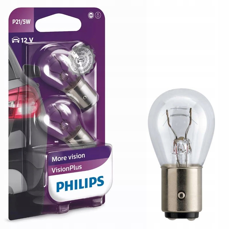 ŻARÓWKA PHILIPS P21/5W 12V 2 szt 12499VPB2 za 12,85 zł z Brzezie ...