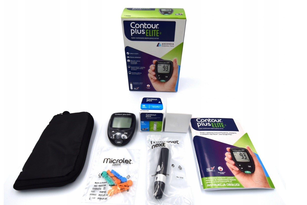 GLUKOMETR CONTOUR PLUS ELITE + 55 PASKÓW ZESTAW (5905141350326) • Cena ...