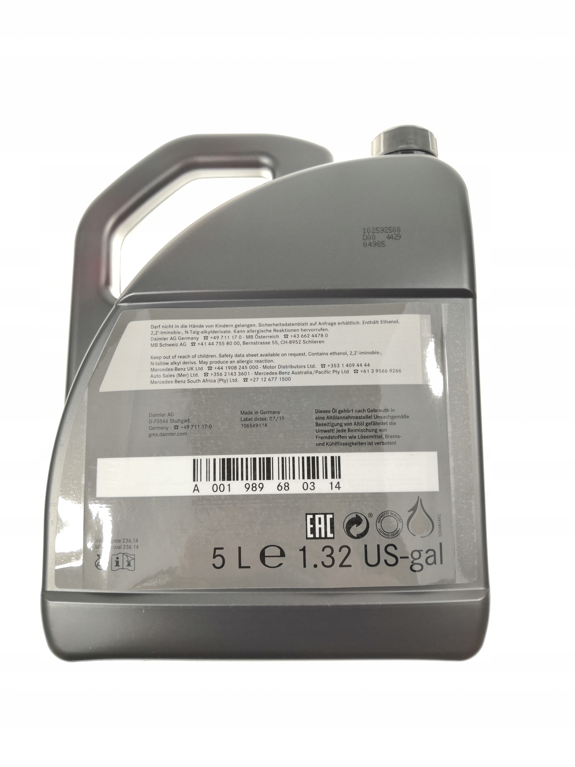 A001989680314 A001989680314 - ORIGINAL 5L. AUTO OIL MERCEDES ...