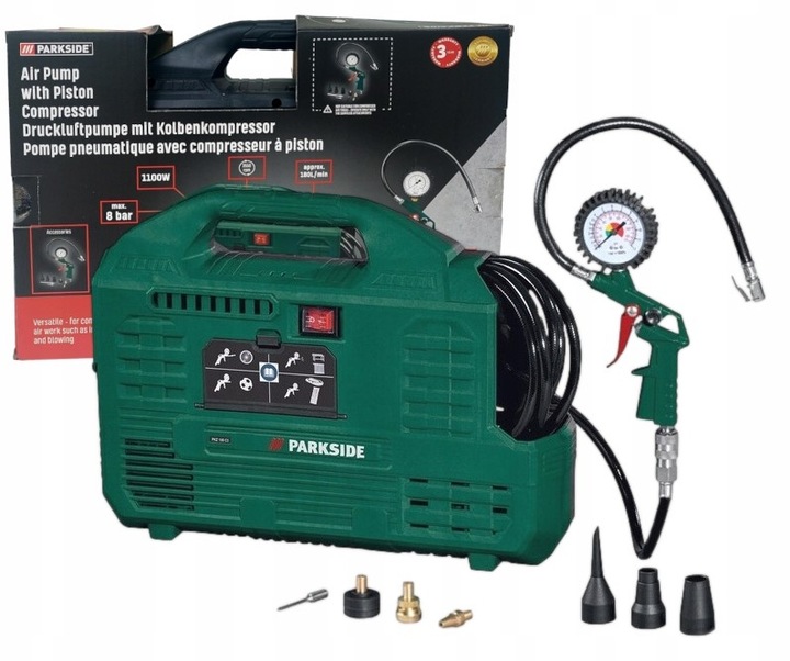 BEZOLEJOVÝ KOMPRESOR KUFRÍKOVÝ KOMPRESOR MANOMETER PRÍSLUŠENSTVO 1,1 KW ...