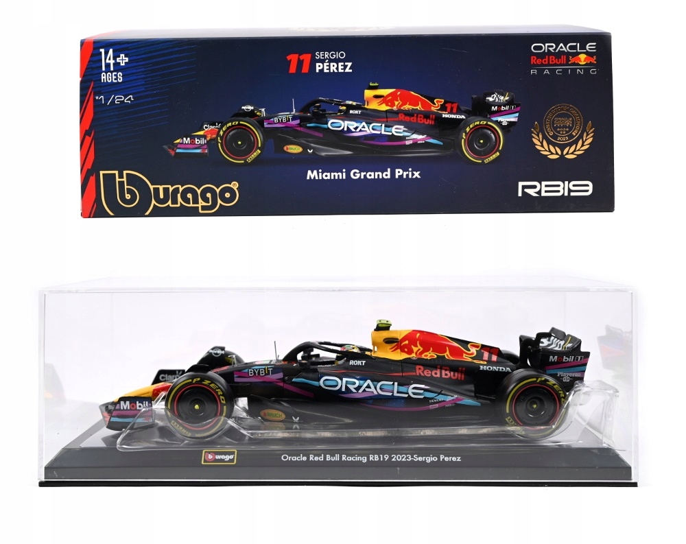 BBURAGO FORMULA F1 ORACLE RED BULL RB19 MIAMI LIVERY SERGIO PEREZ 1:24 ...