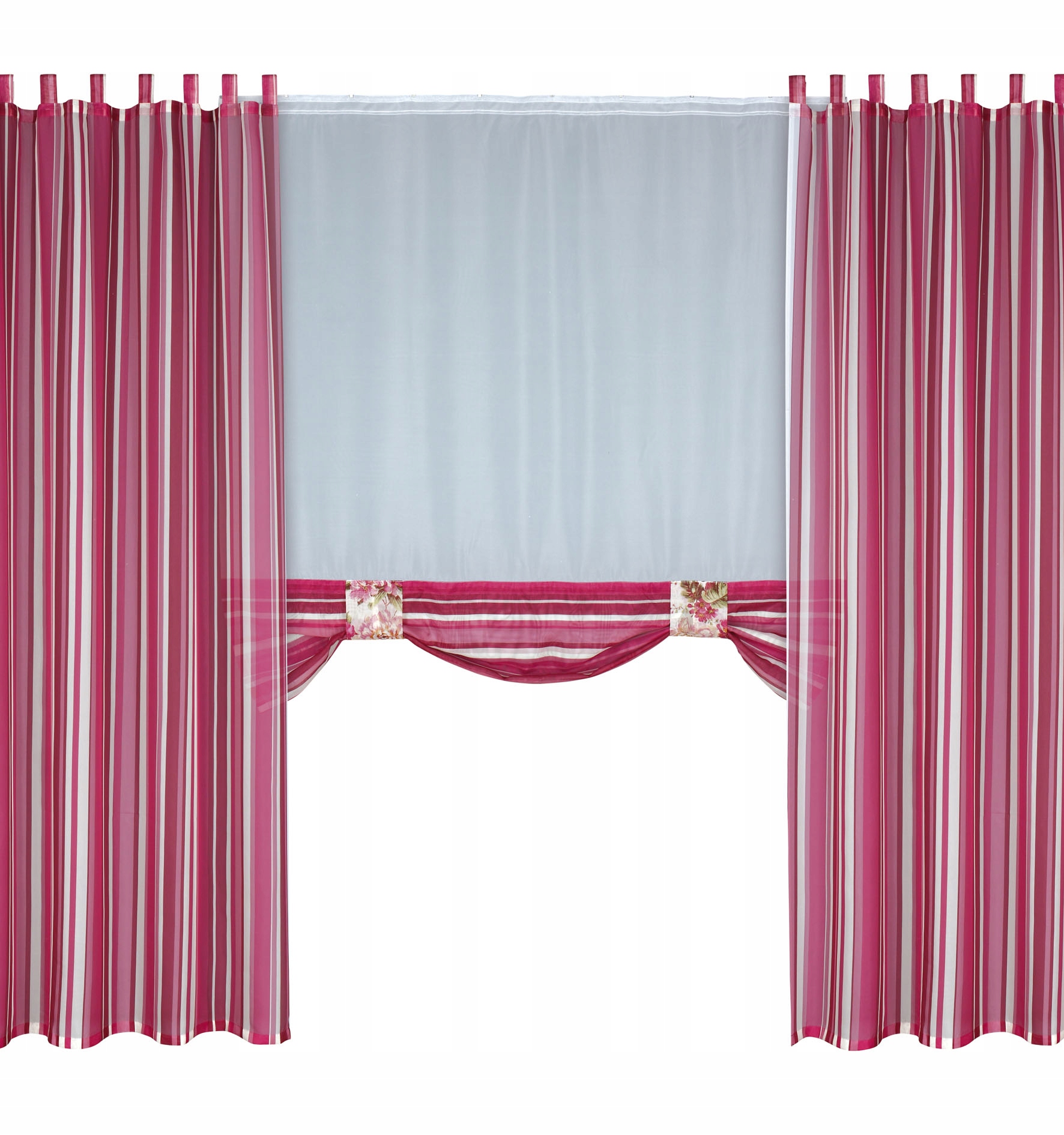 Panel biely záves set voál pruhy ružový - Allegro