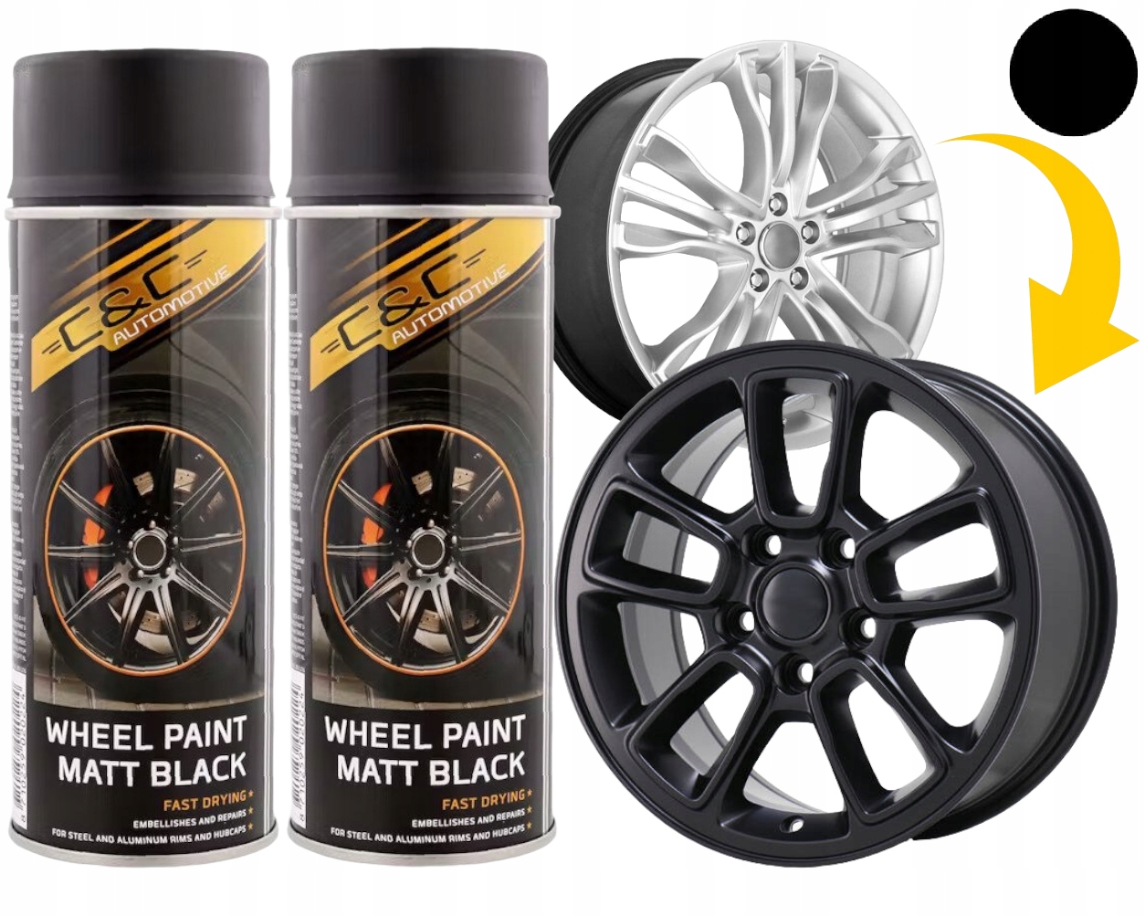 Farba w sprayu do felg C&C 400 ml czarna matowa 8710259020224 za 99 ...