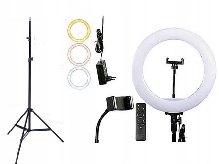 LAMPA RING LED 35W 230V REGULACJA UCHWYT STATYW - Sklep, Opinie, Cena w Allegro