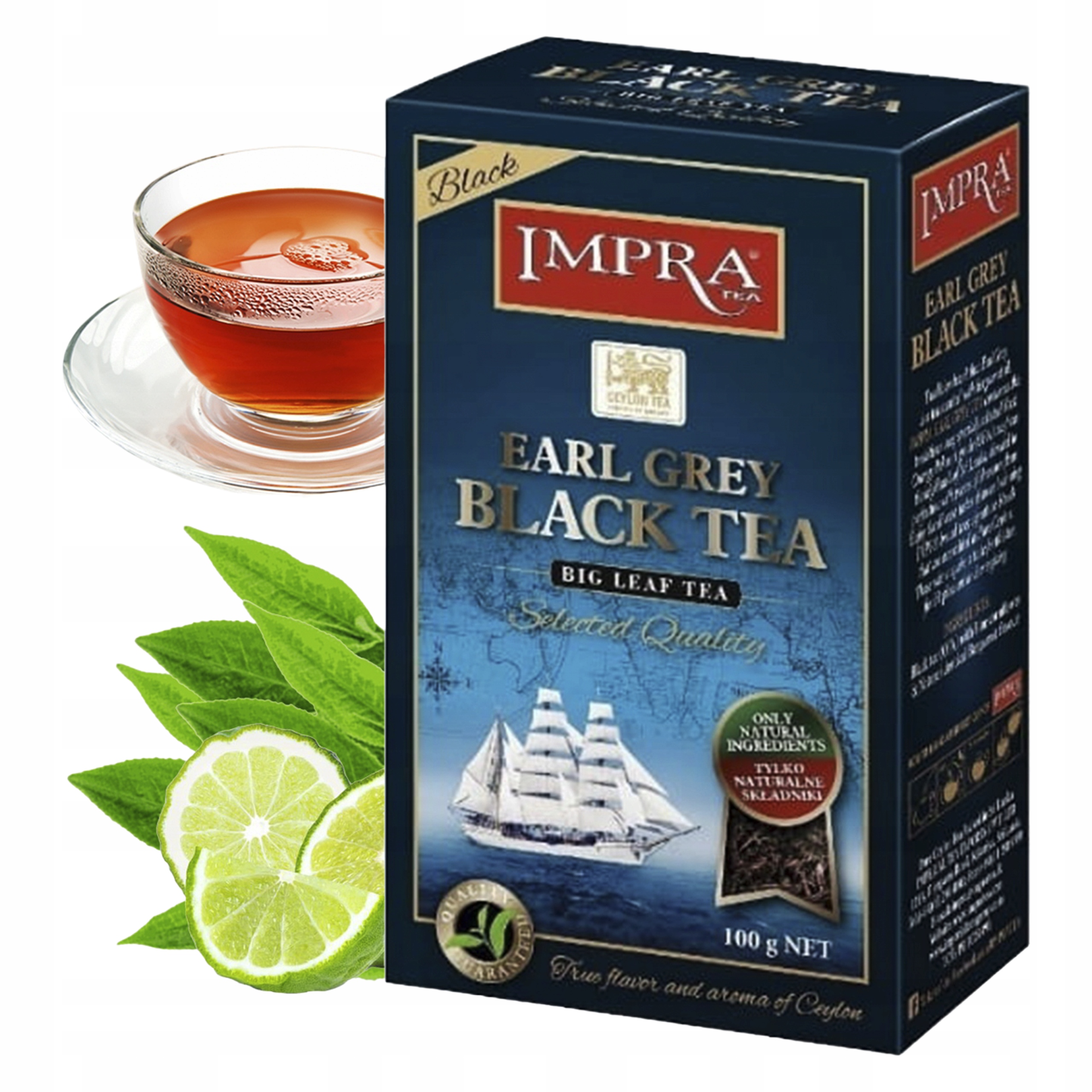 IMPRA EARL GREY herbata CZARNA LIŚCIASTA black tea CEJLOŃSKA 100 G ...