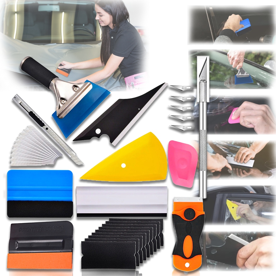ZESTAW NARZĘDZI DO OKLEJANIA FOLII SAMOCHODOWYCH RAKLA NOŻYK skalpel 12 ...