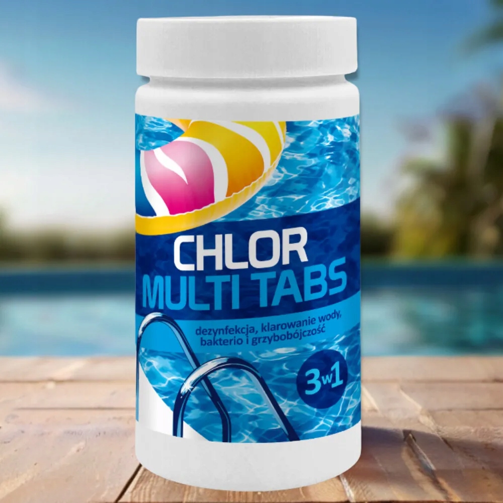 CHLOR MULTI TABLETKI 3w1 CHEMIA DO BASENU BLUE 1kg MAŁE 20g GAMIX x50 ...