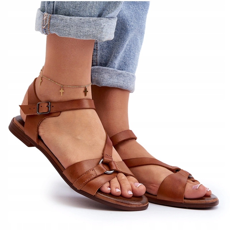 Zazoo sandały damskie Skórzane Sandały Na Płaskim Obcasie płaski obcas rozmiar 37 (5905677071054 ...