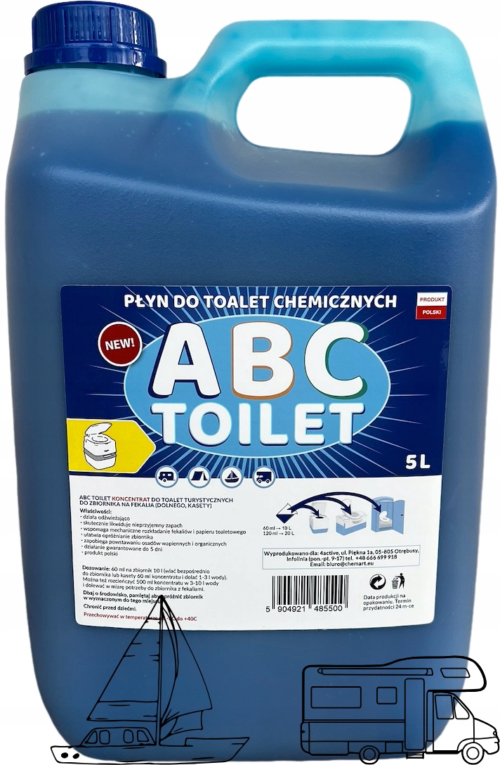 ABC TOILET PŁYN DO TOALET TURYSTYCZNYCH 5L KAMPER WC TOI TOI ...