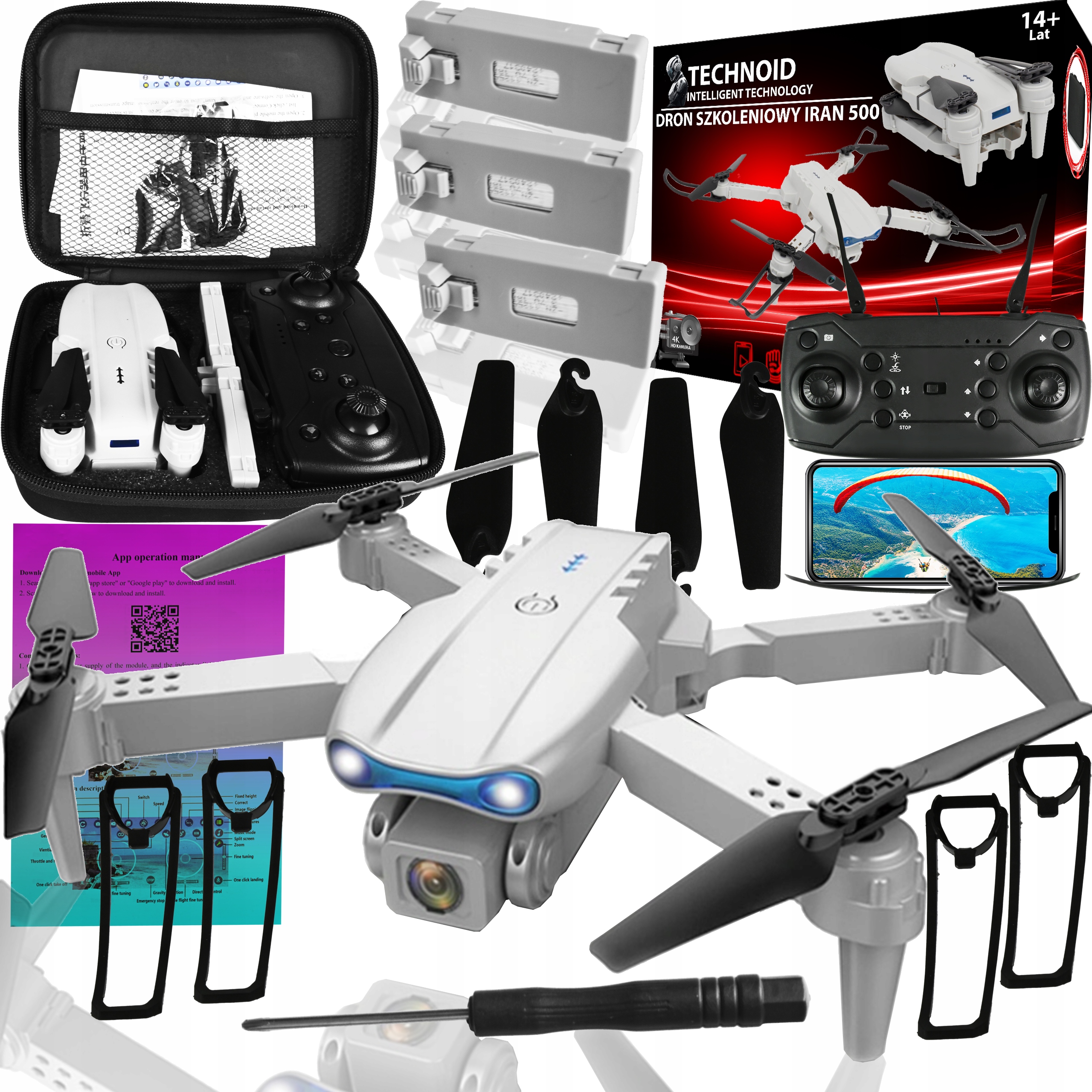 MINI DRON Z KAMERA INTELIGENTNY ZDALNIE STEROWANY 500M WIFI 45Min ...