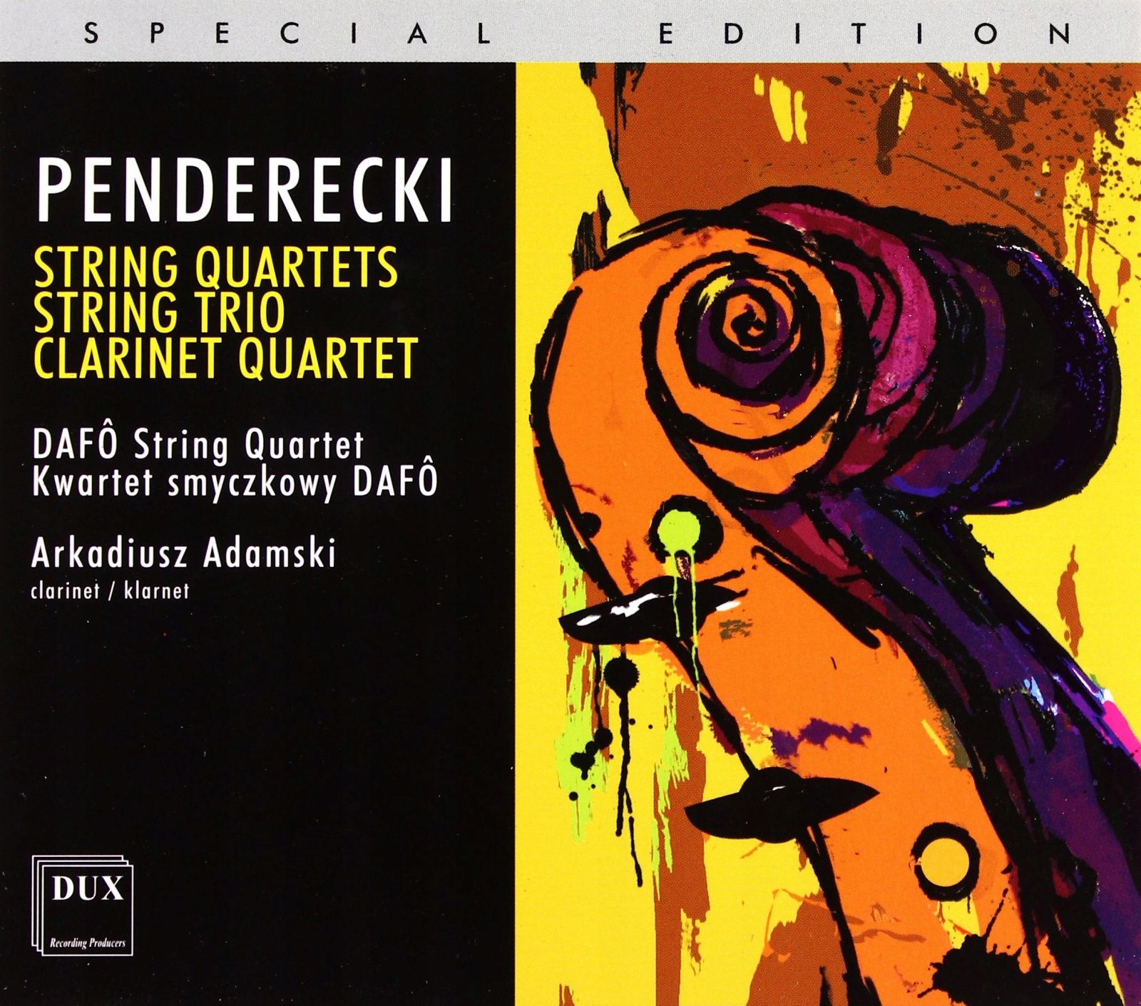String Quartets / String Trio / Clarinet Quartet Arkadiusz Adamski CD ...