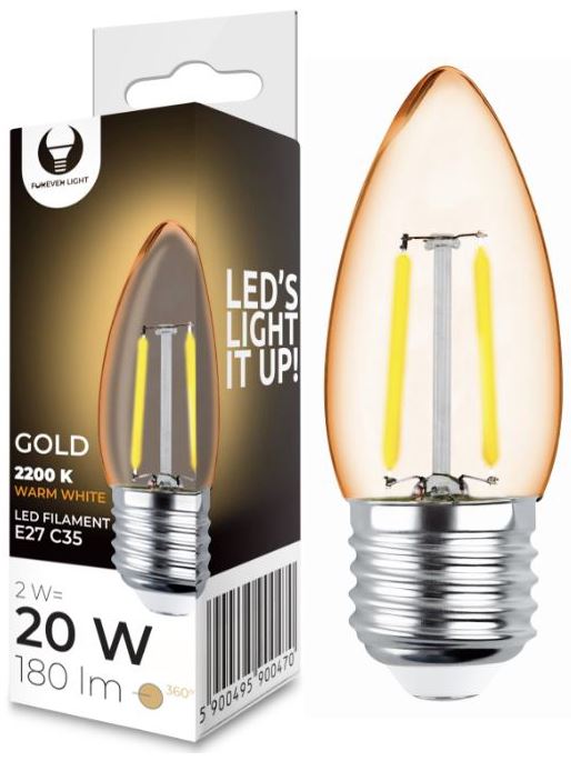 Żarówka LED E27 Filament OZDOBNA 2W 2200K świeczka (5900495900470 ...
