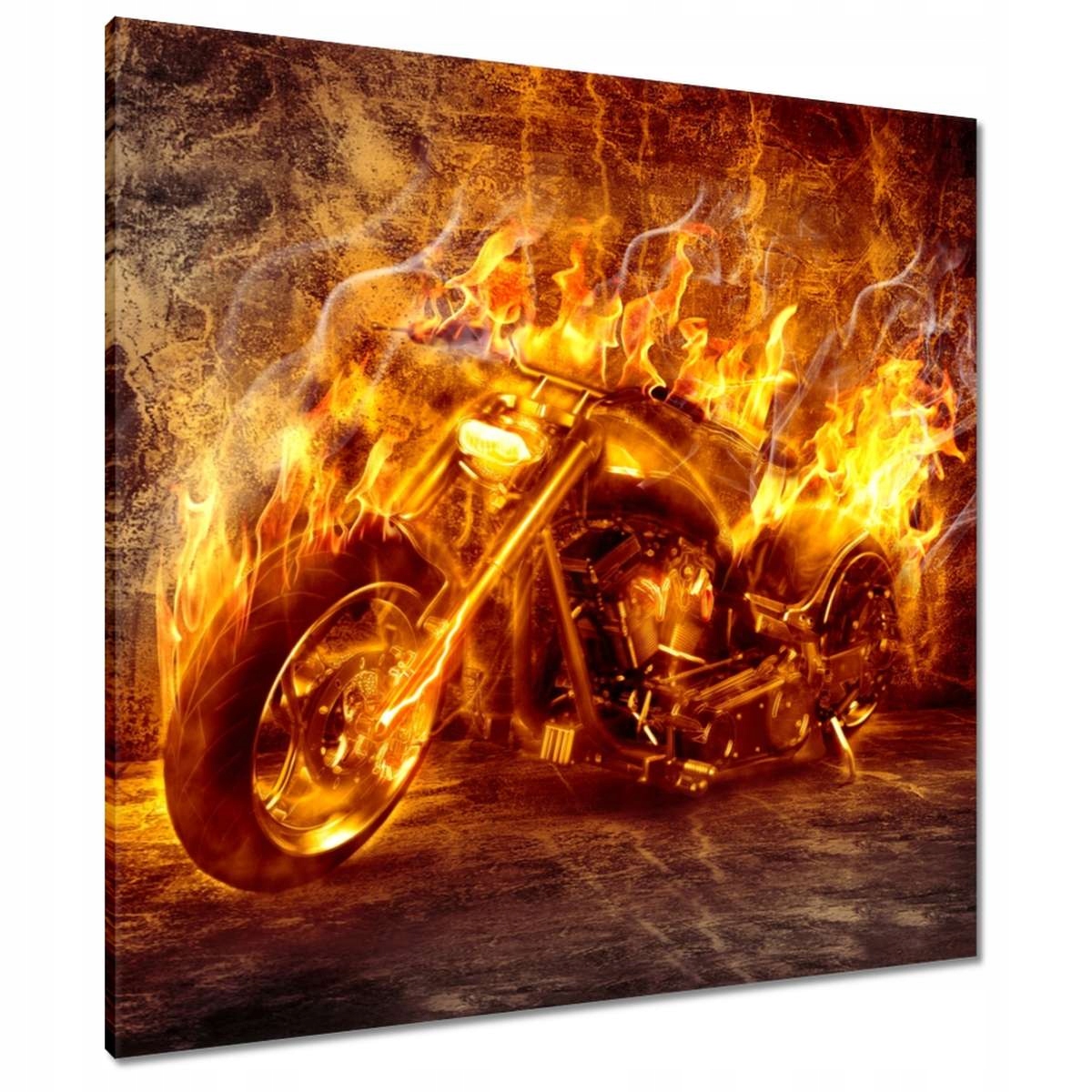 Obrazy 80x80 Chopper v plameňoch, • Ceny, Recenzie - Allegro