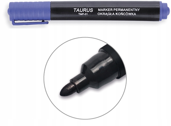 Marker permanentny Okrągły Taurus TMP-01 NIEBIESKI (5901549573039) • Cena, Opinie • Markery i ...
