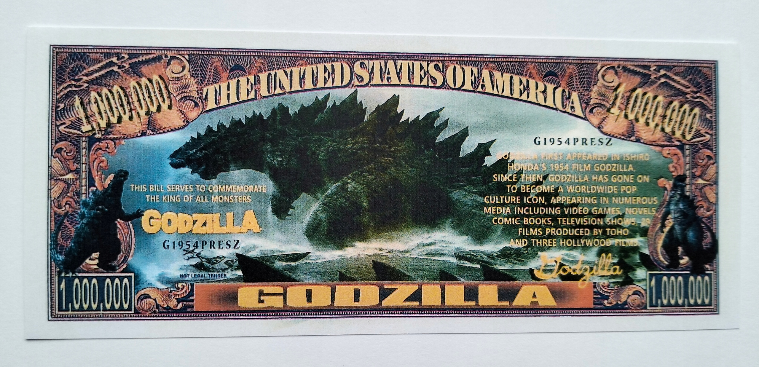 USA - 1 MLN DOLLARS GODZILLA MONSTER - FILM Z 1954 - T202 • Cena ...