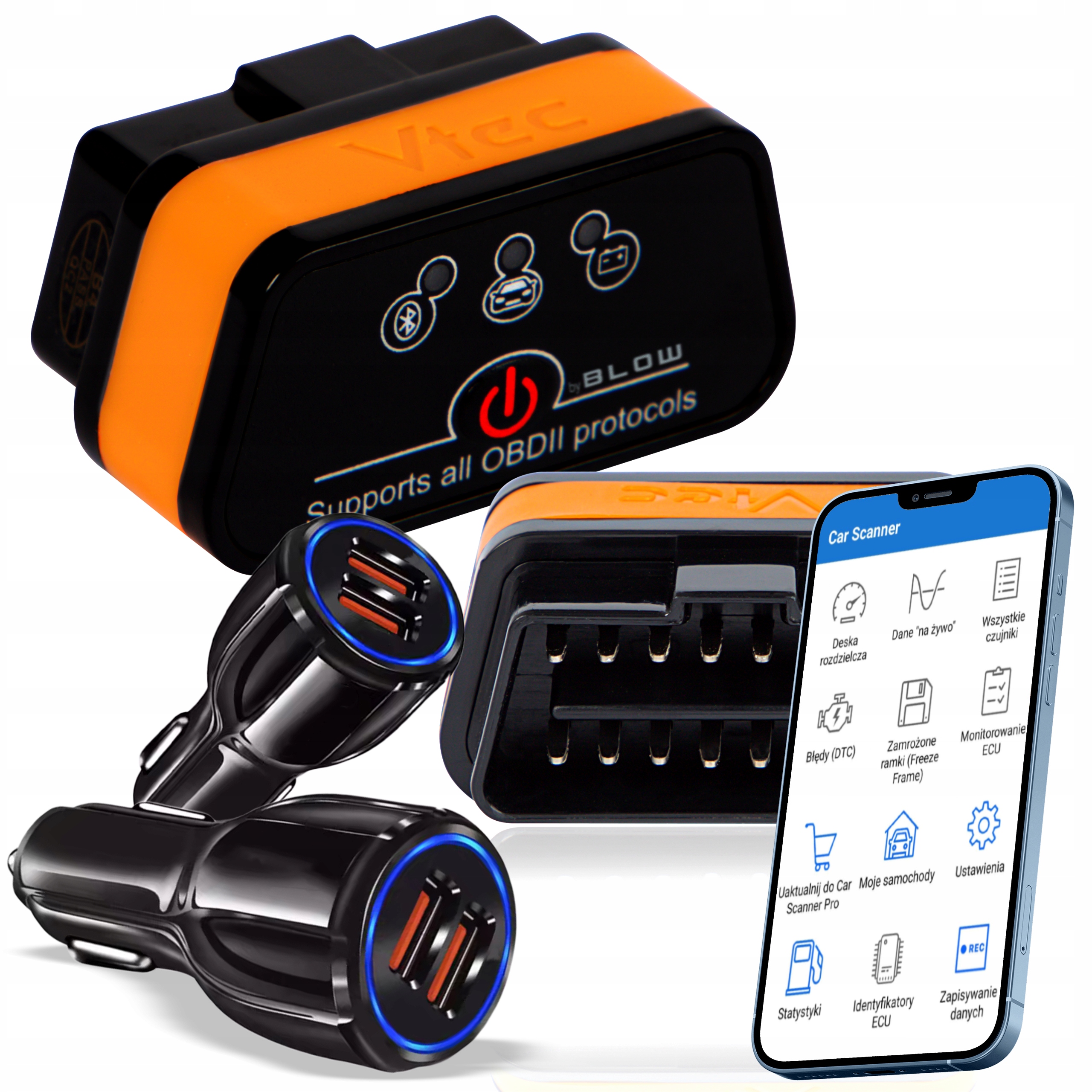 INTERFEJS DIAGNOSTYCZNY OBD2 BLUETOOTH ANDROID iOS WINDOWS POLSKI ŁADOWARKA 5900804137214 za 58 ...
