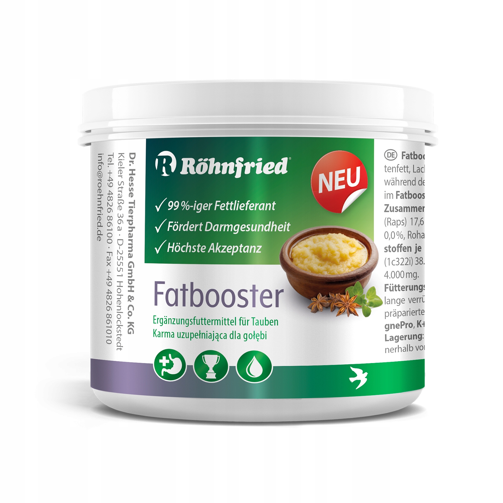 Fatbooster Rohnfried z oregano 465g Wzmacniacz energii dla gołębi ...
