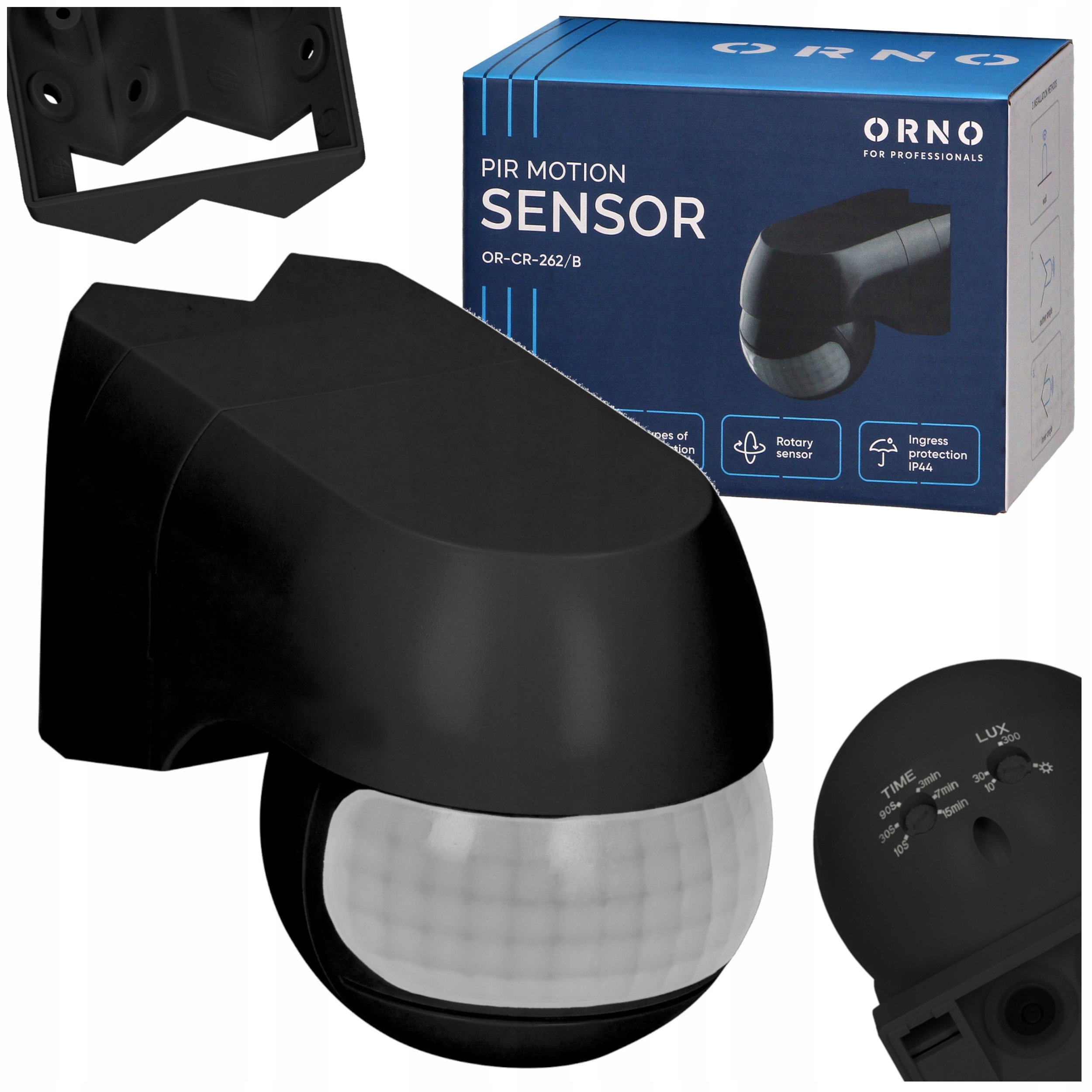 Czujnik Ruchu PIR LED Czarny IP44 Regulacją Orno (5900378654766) • Cena ...
