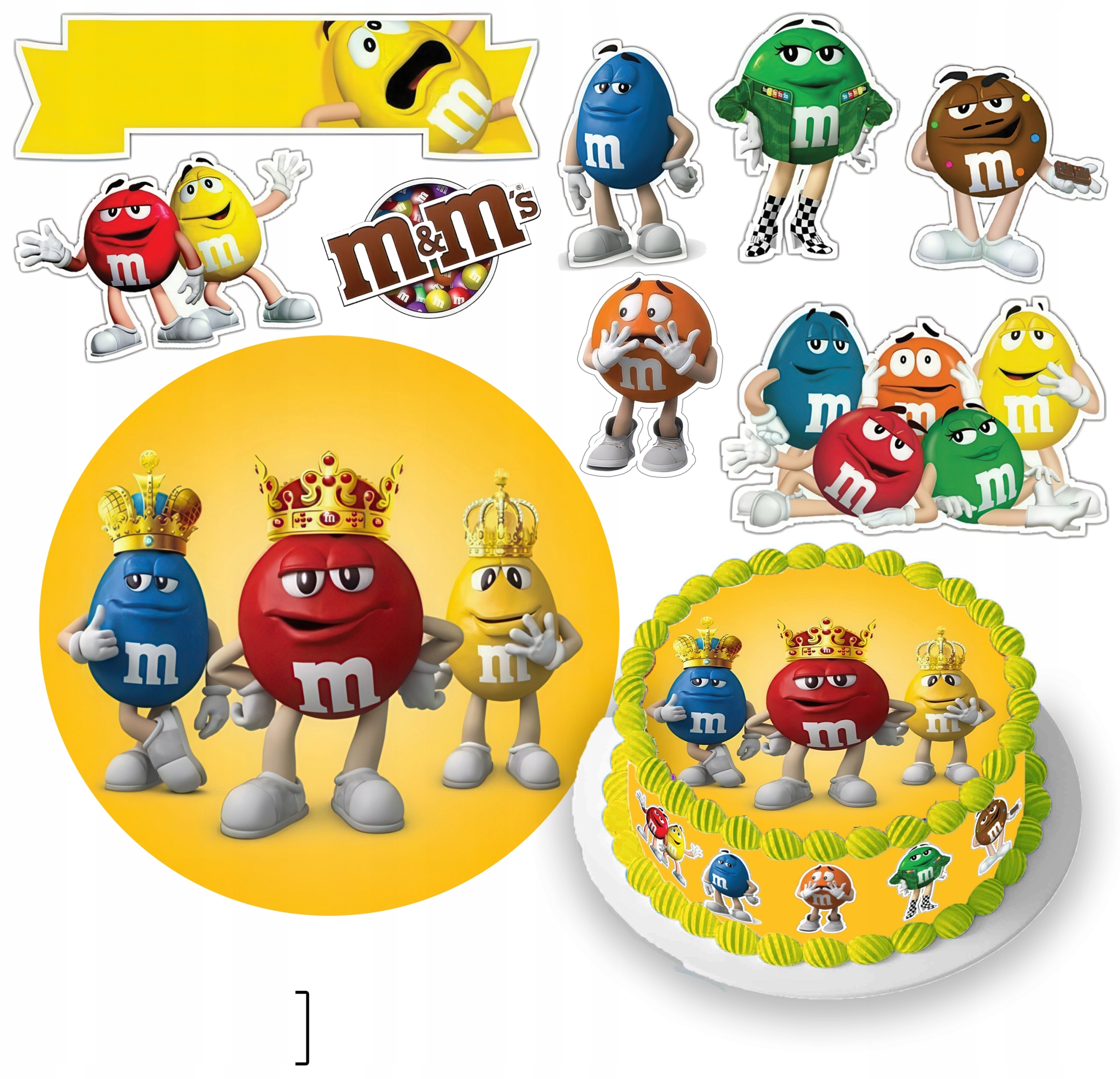 WYDRUK CUKROWY Opłatek na tort MMSY M&M'S Cukierki Słodycze + POSTACIE ...