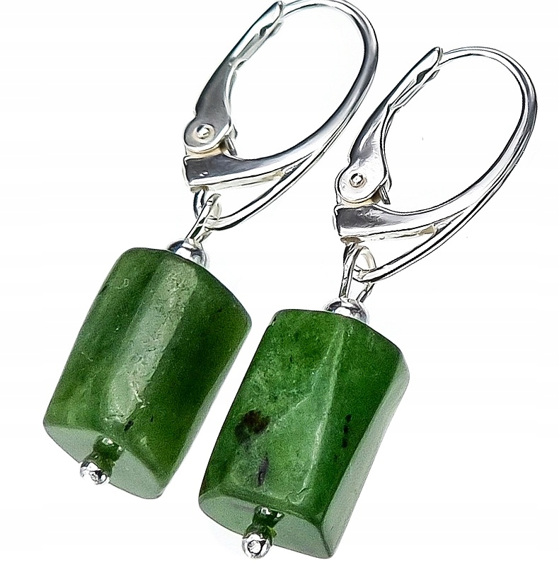 Nefryt Piękne Kolczyki Srebro • Cena, Opinie • Kolczyki 15904679557 ...