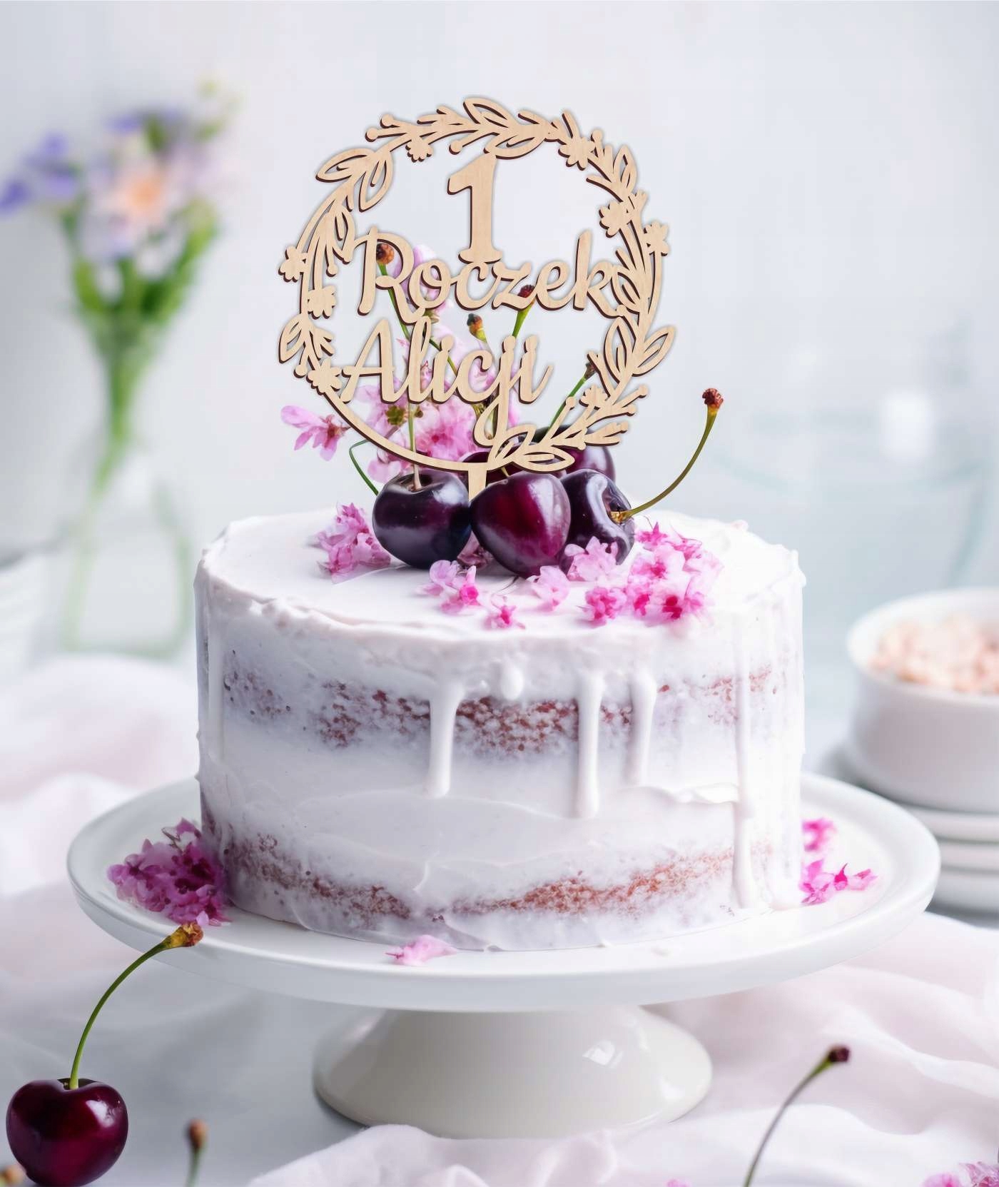 TOPPER napis na tort ciasto 1 Pierwszy Roczek rok imię z imieniem ...
