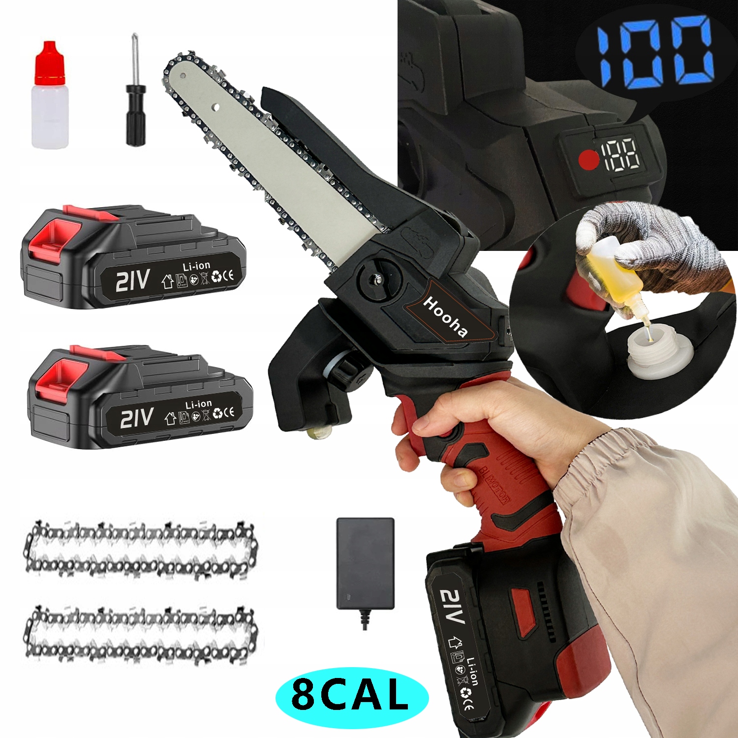 AKU ŘETĚZOVÁ PILA 8" MINI BEZKARTÁČOVÁ + LED DIODA NAPÁJENÍ za 1754 ...